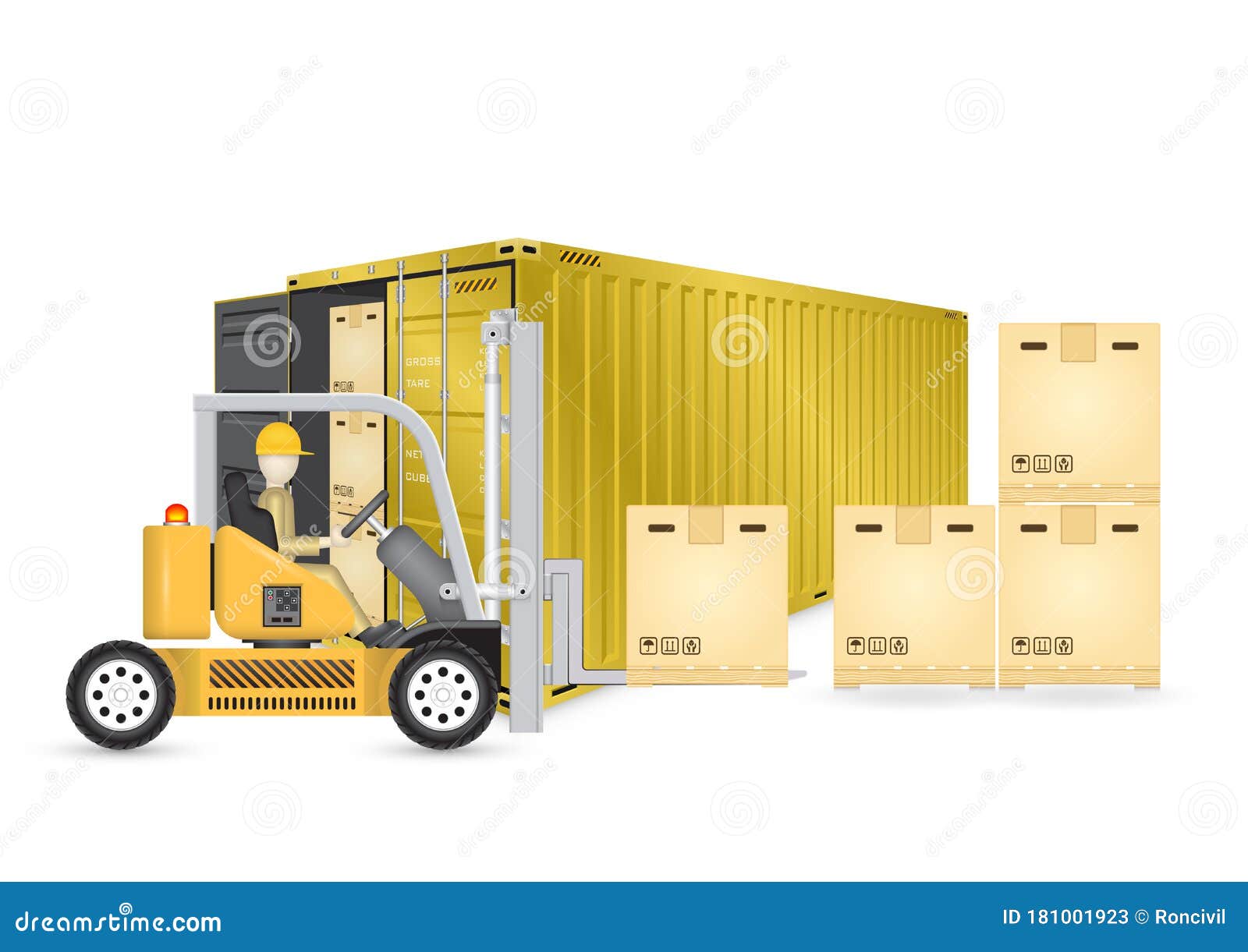 Forklift cargo container stock vector. Illustration of fork - 181001923
