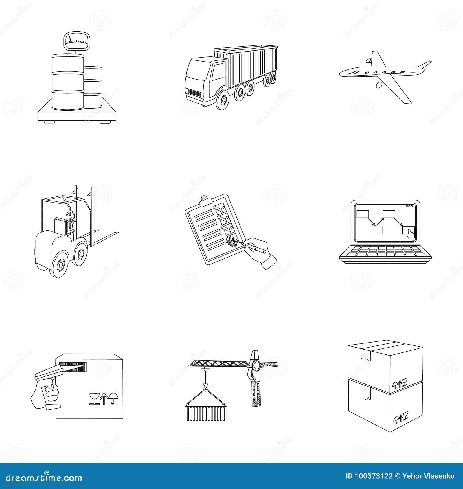 Forklift, Cargo Plane, Goods, Documents and Other Items in the Delivery ...