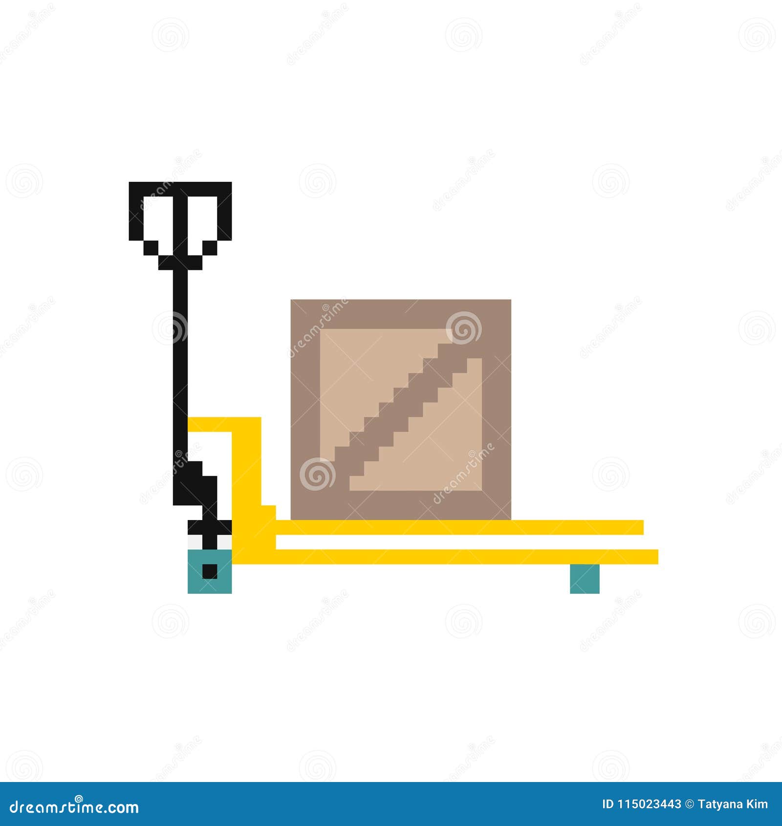 Forklift With Cargo Wooden Box . Illustration In The Style Of Pixel Art ...