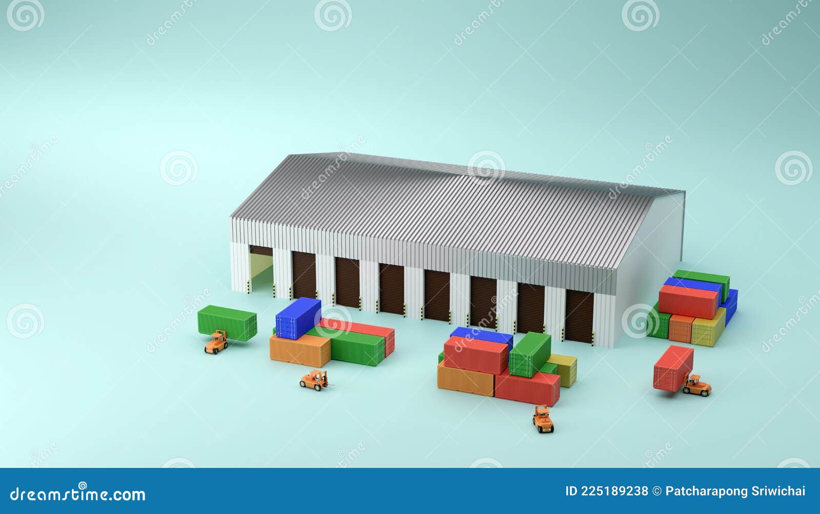 Forklift Carrying and Arrange Cargo Container 3D Render Illustration ... Forklift Carrying and Arrange Cargo Container 3D Render Illustration ...
