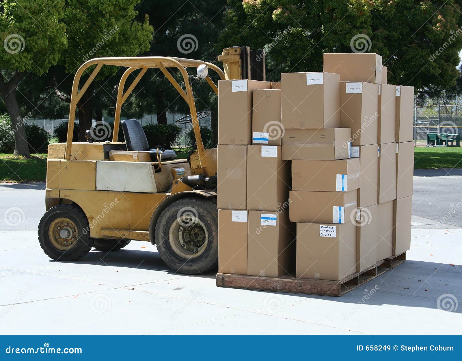 Forklift Carrying Boxes stock image. Image of pallet, drive - 658249