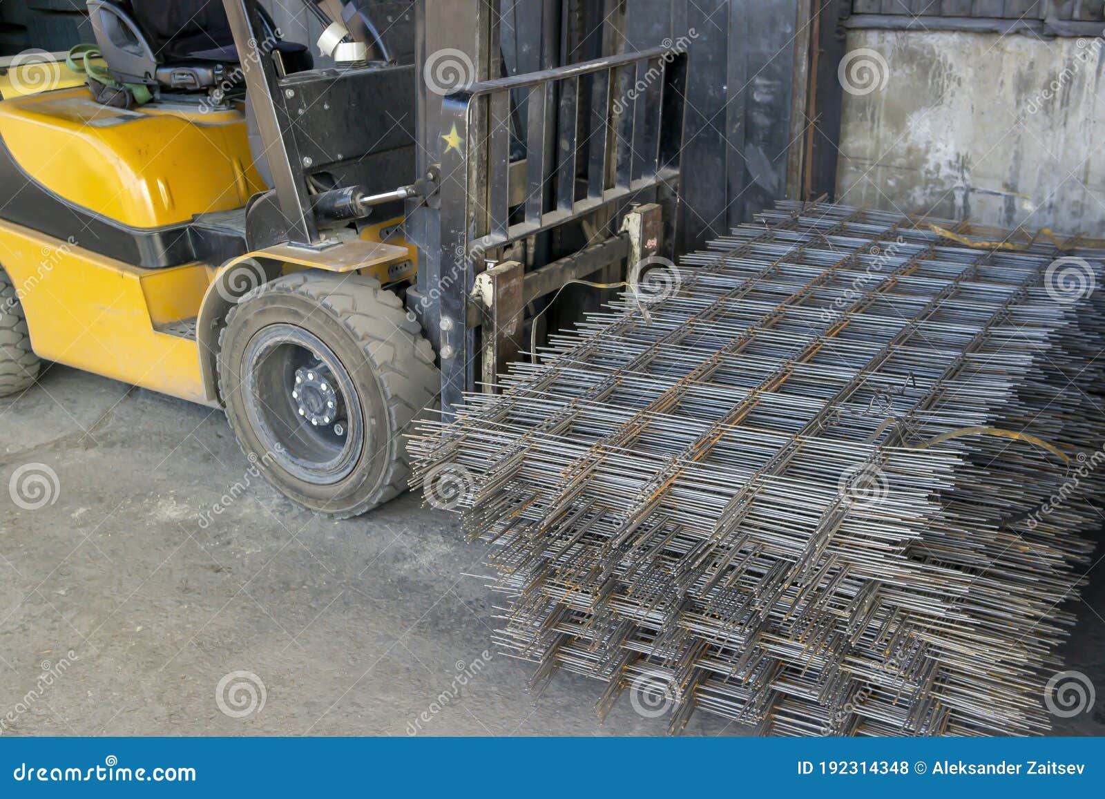 Forklift Carrying a Stack of Rebar Mesh Stock Photo - Image of handling ...