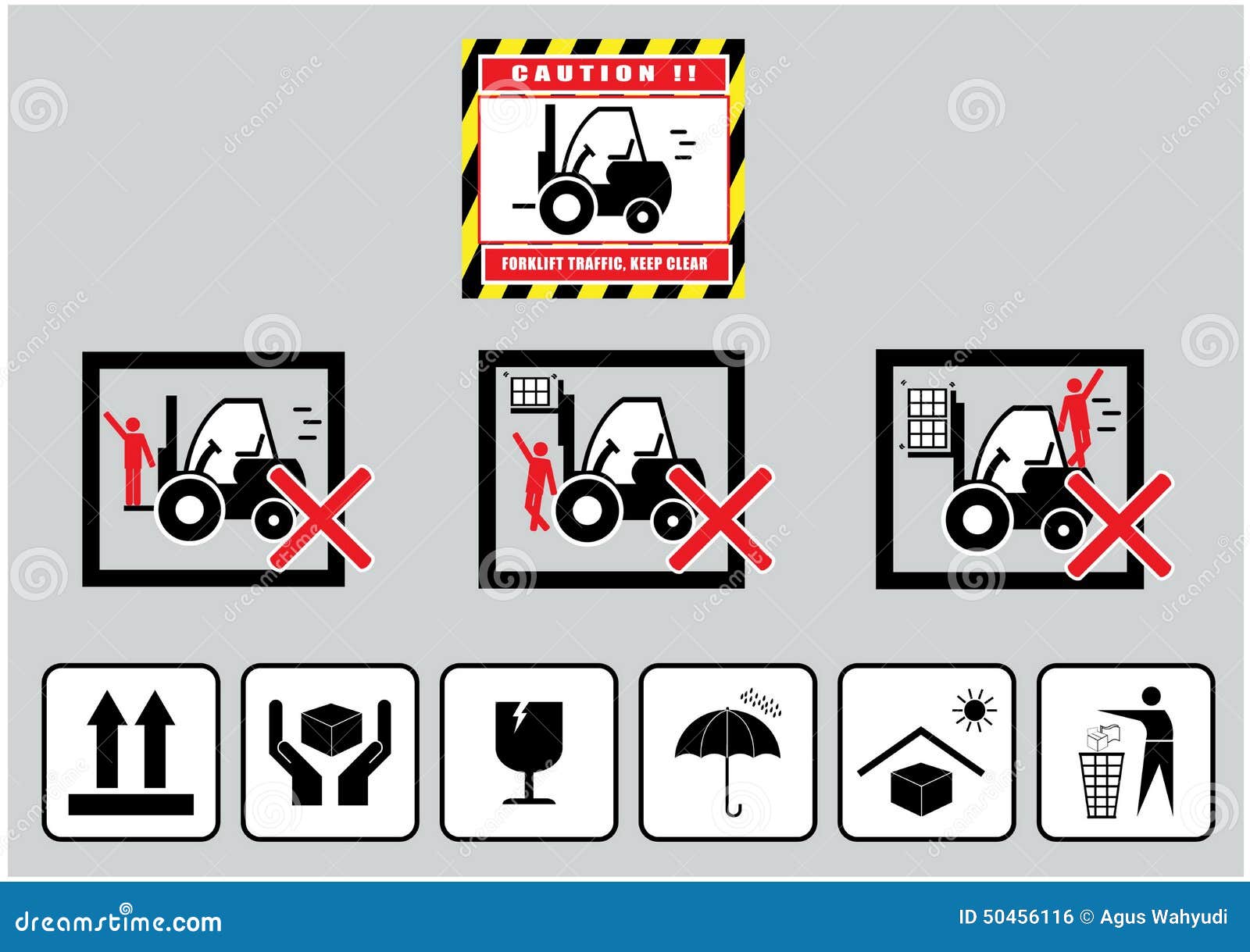 Forklift Caution (keep Clear Traffic Warning) and Cardboard Signs Stock ...