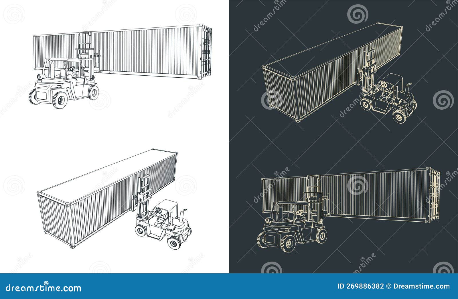 Forklift and container stock vector. Illustration of industrial - 269886382