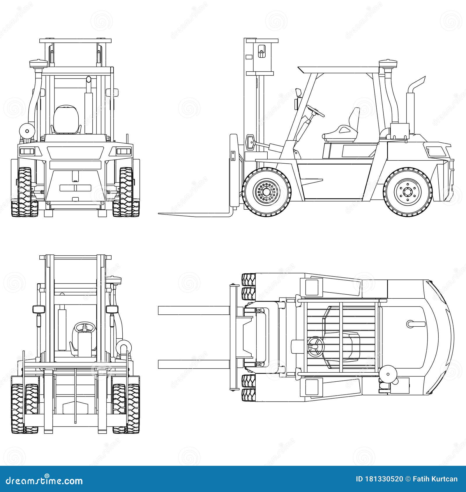 Forklift outline vector. stock illustration. Illustration of business ...