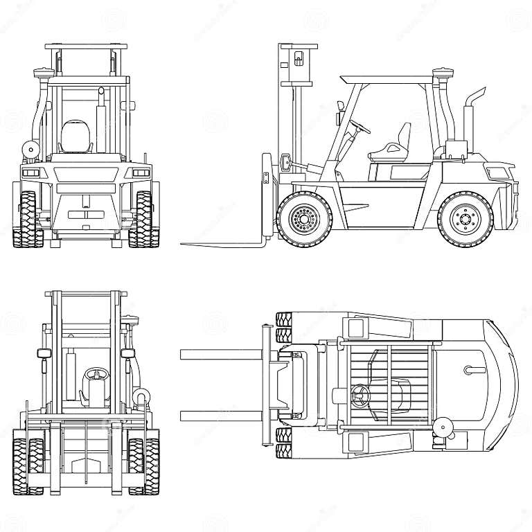 Forklift outline vector. stock illustration. Illustration of business ...