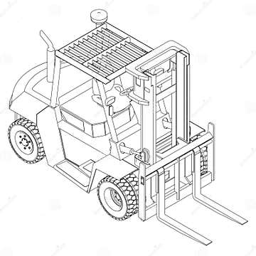Forklift outline vector. stock illustration. Illustration of machines ...