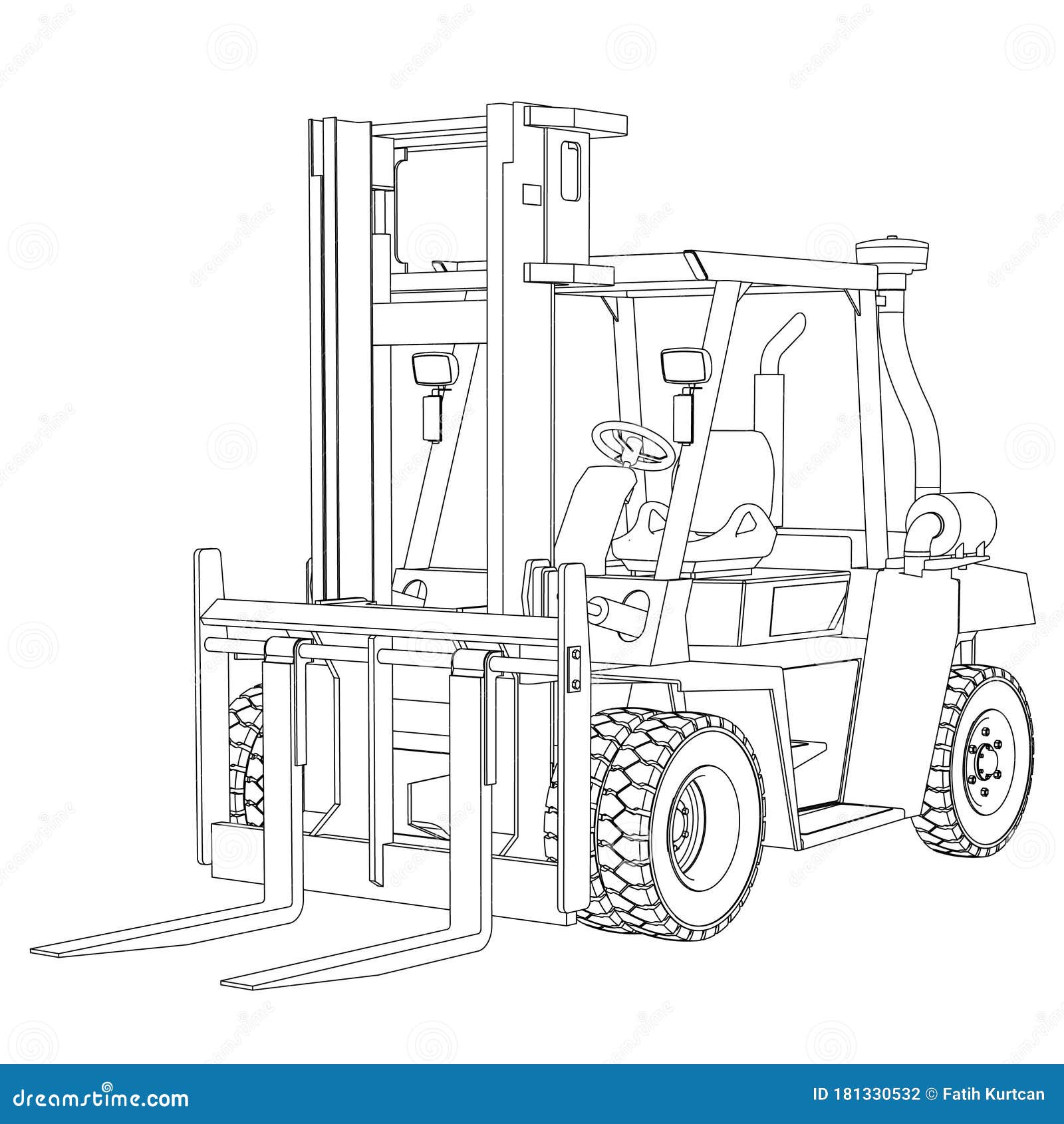 Forklift outline vector. stock illustration. Illustration of machines ...