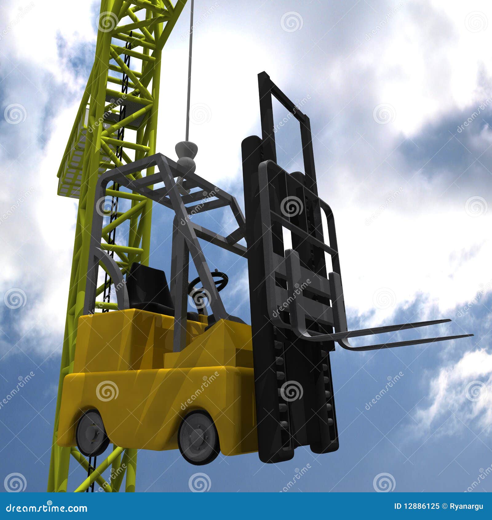 Forklift Crane Icon, Black Vector Sign With Editable Strokes, Concept ...