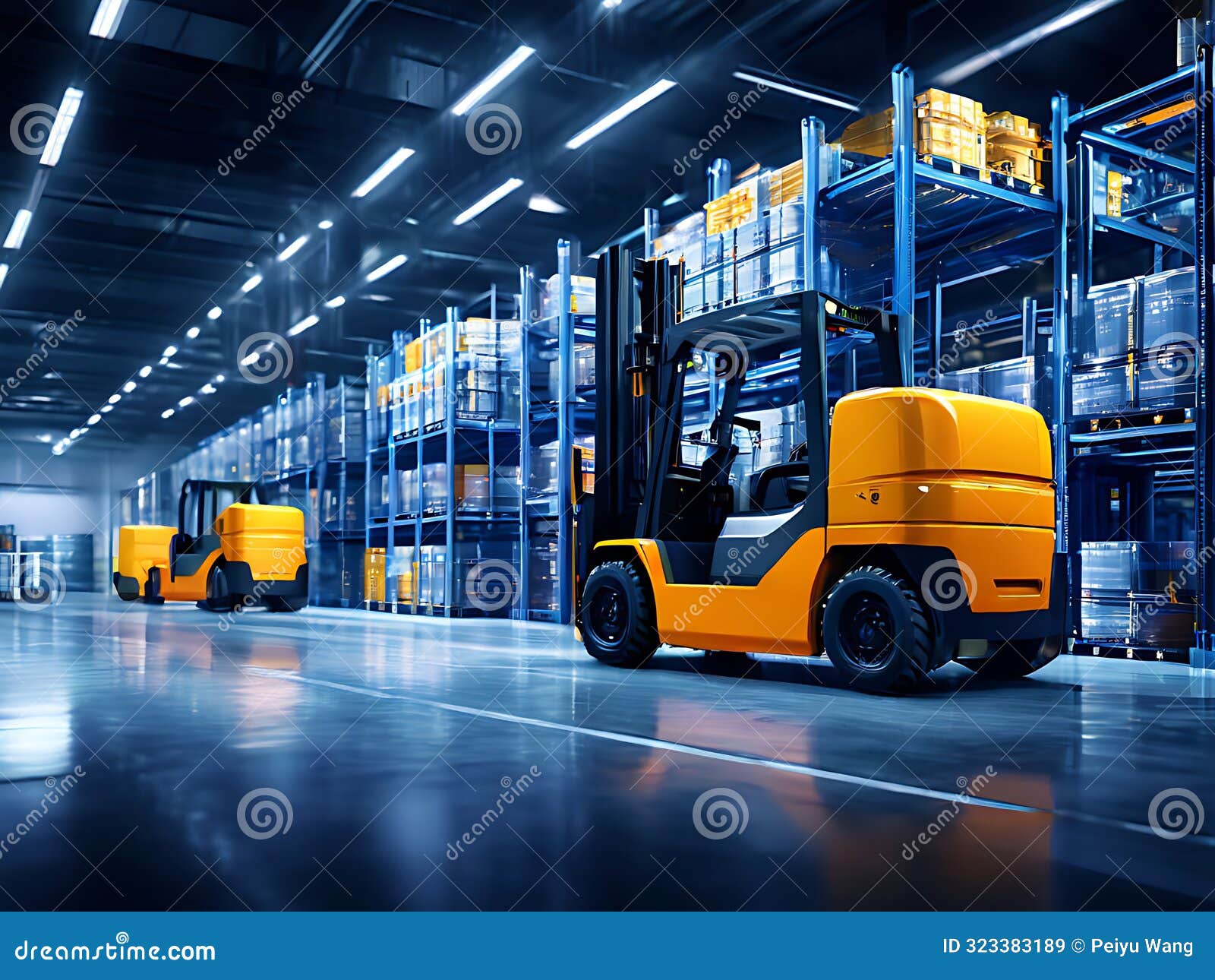 Forklift Doing Storage in Warehouse by Artificial Intelligence ...