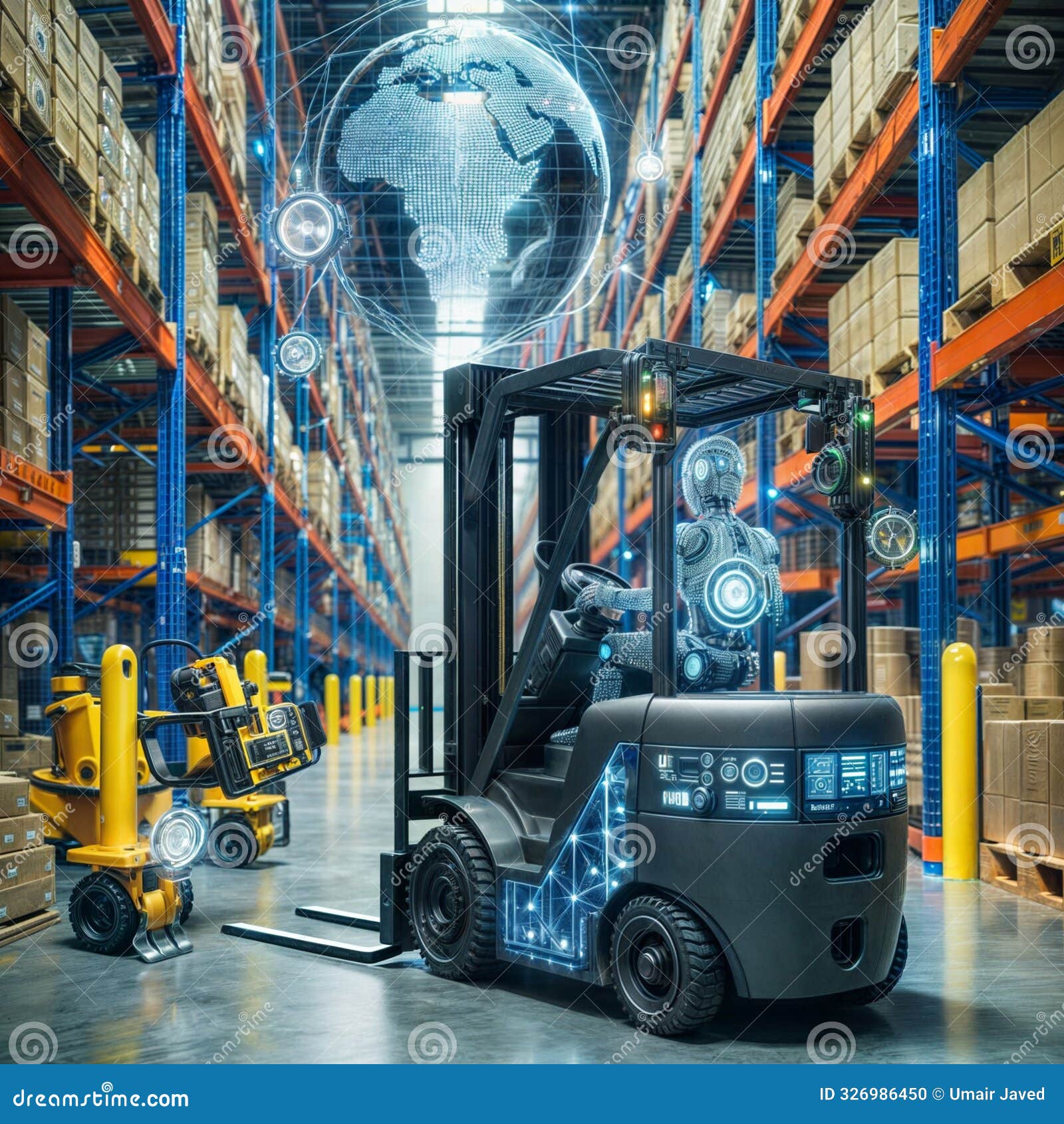 Forklift Doing Storage in Warehouse by Artificial Intelligence ...