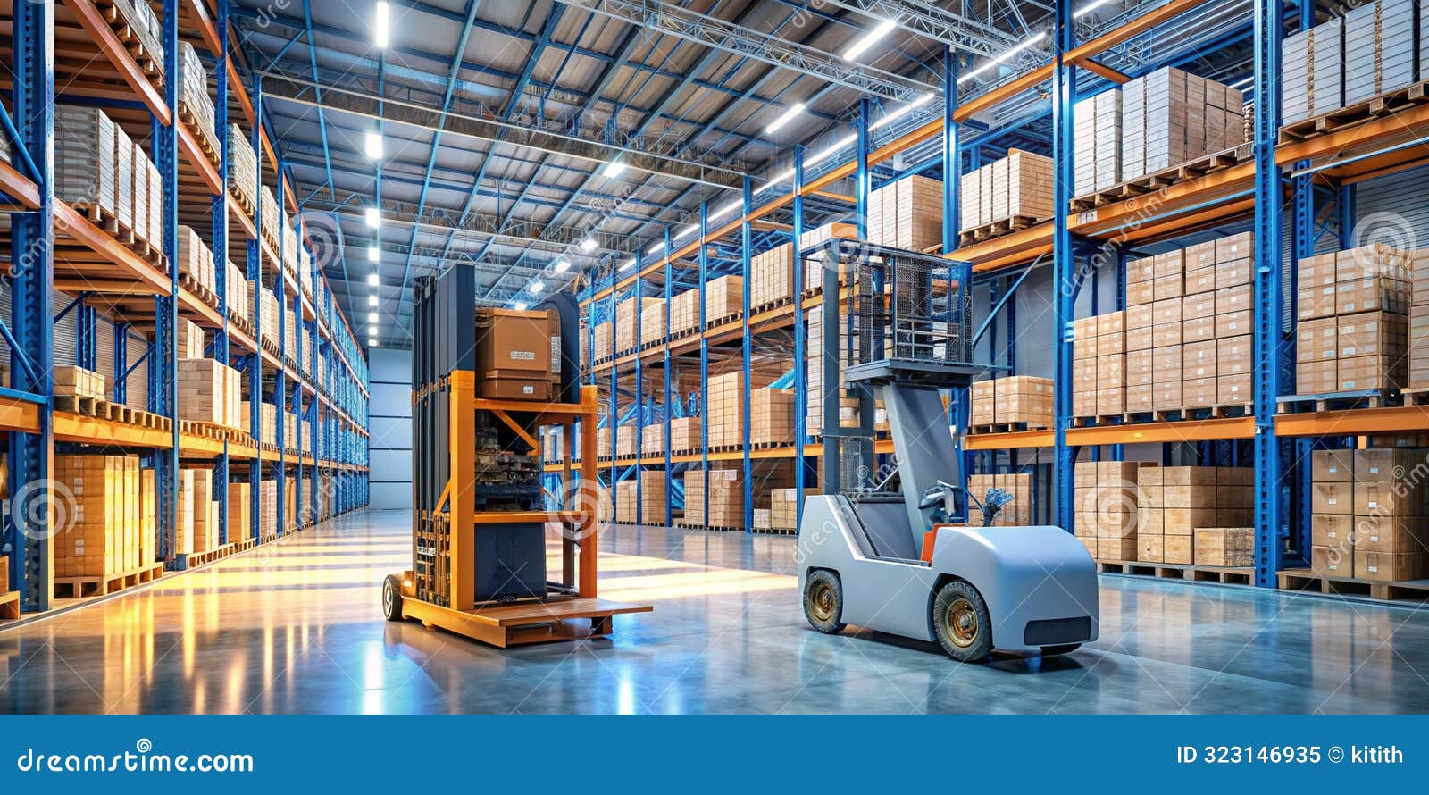 Forklift Doing Storage in Warehouse by Artificial Intelligence ...