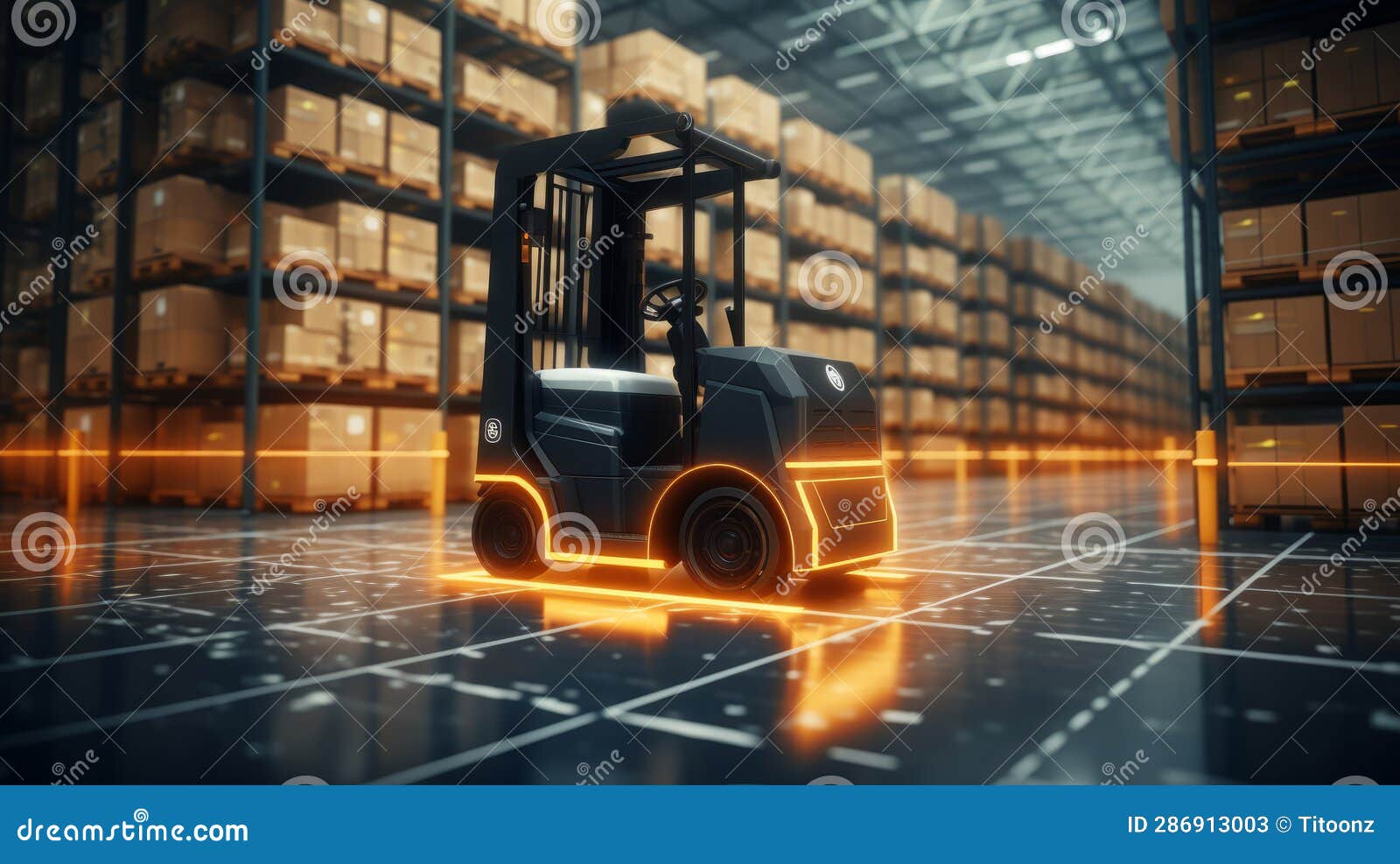 Robotic Forklift Doing Storage in Warehouse by Artificial Intelligence ...