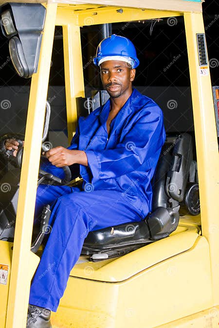 Forklift driver stock image. Image of black, male, cargo - 7671737