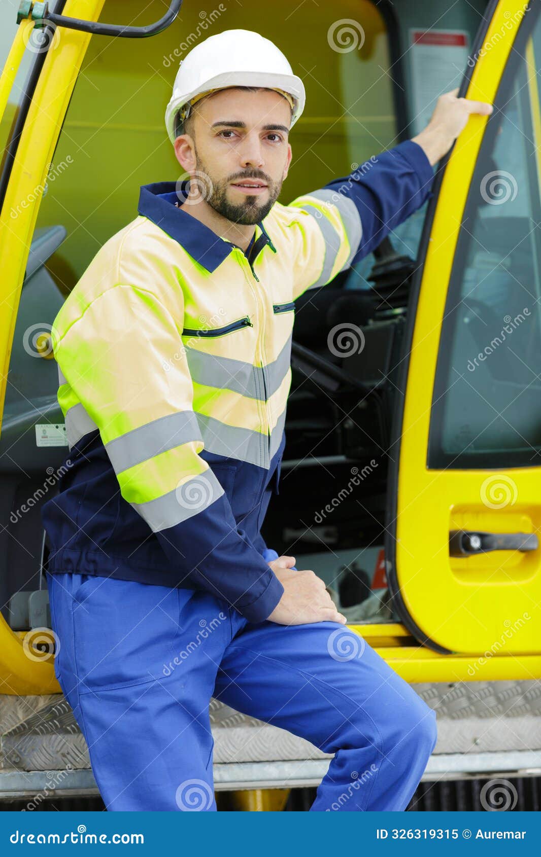 Forklift Driver Looking at Camera Stock Image - Image of storage ...