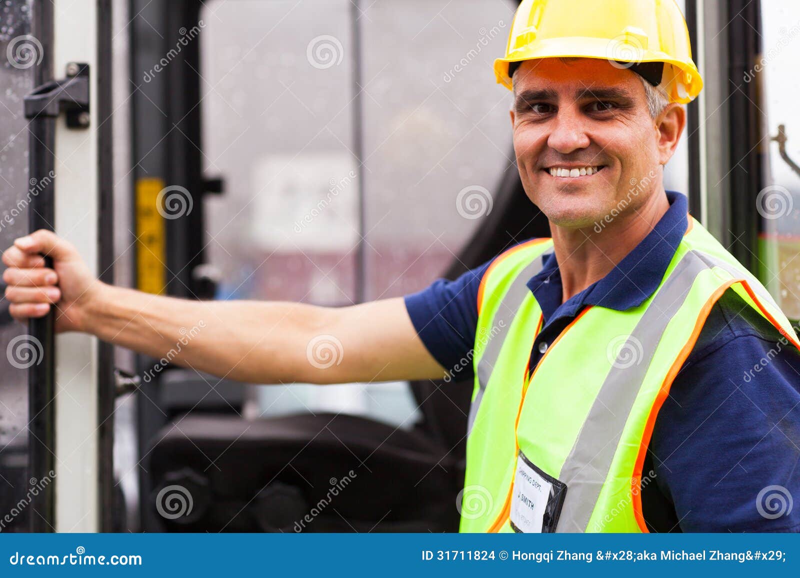 Forklift driver portrait stock photo. Image of middle - 31711824