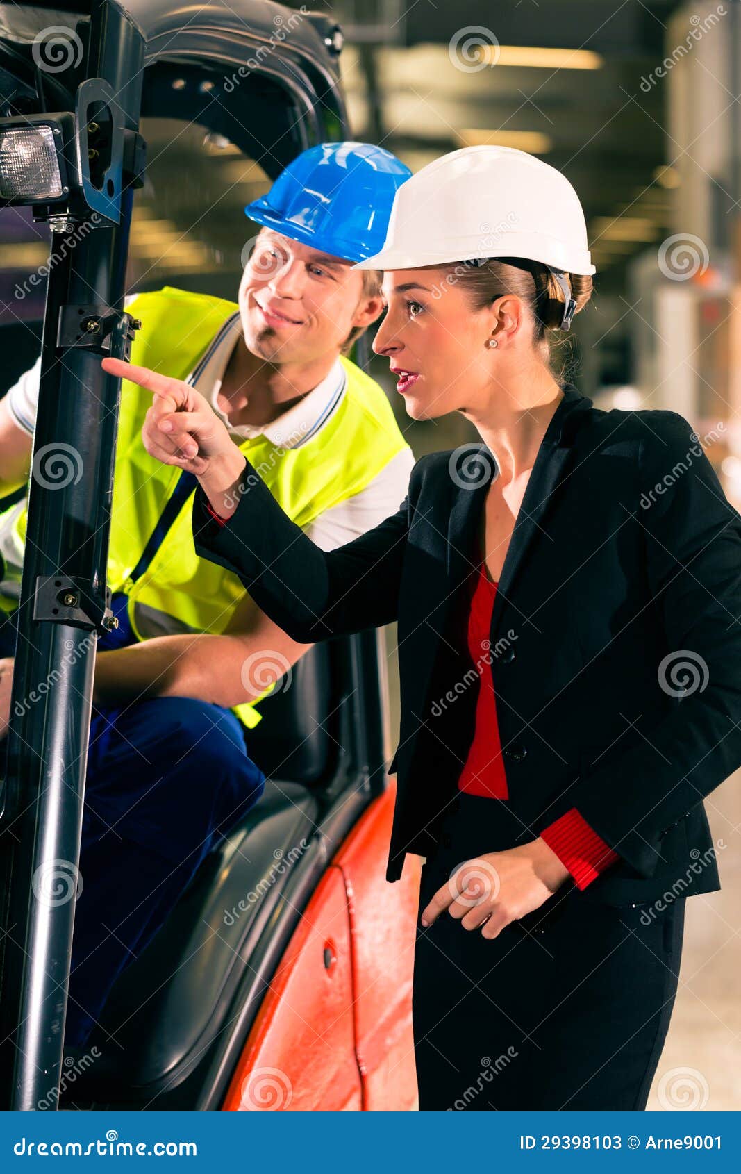 Forklift Driver and Supervisor at Warehouse Stock Image - Image of ...
