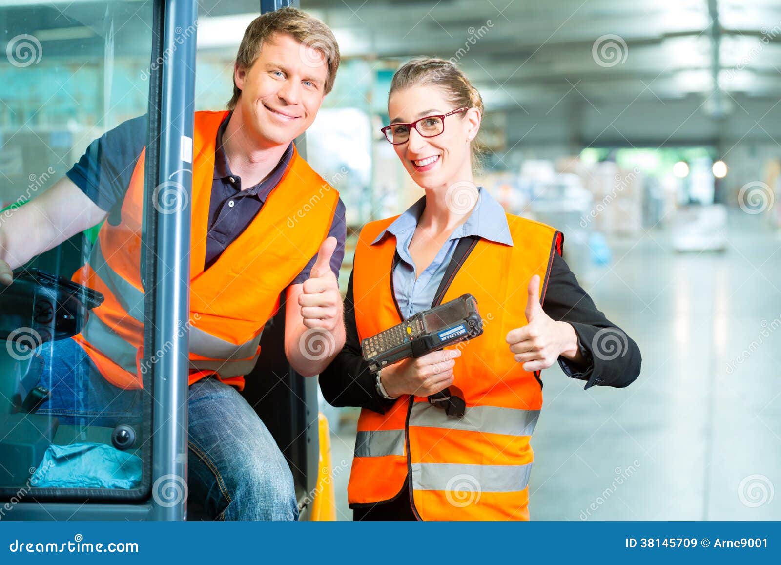 Forklift Driver and Supervisor at Warehouse Stock Image - Image of ...