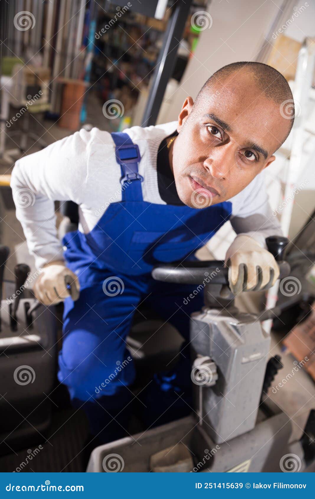 Forklift Driver at the Warehouse of Hardware Store Stock Image - Image ...