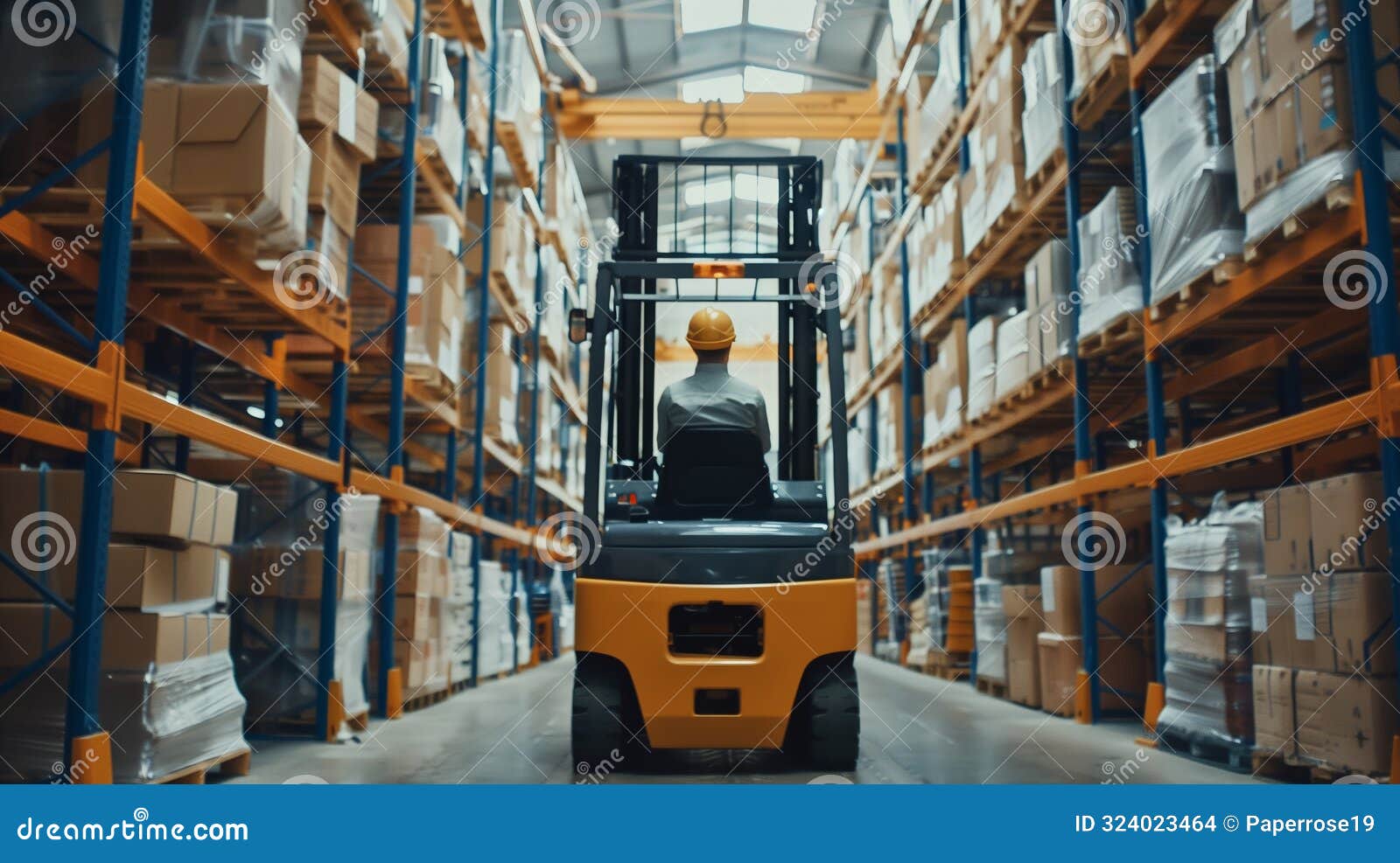 Forklift Driver at Warehouse Working Stock Photo - Image of ...