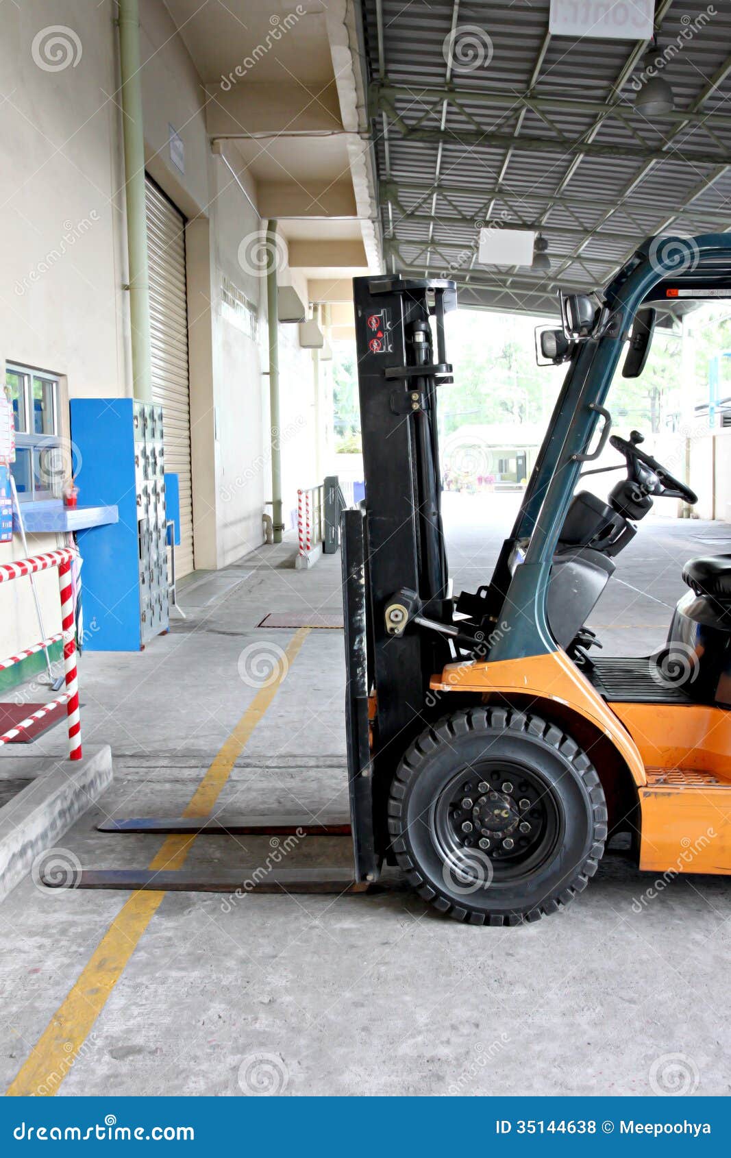 Forklift in the factory. stock photo. Image of engine - 35144638