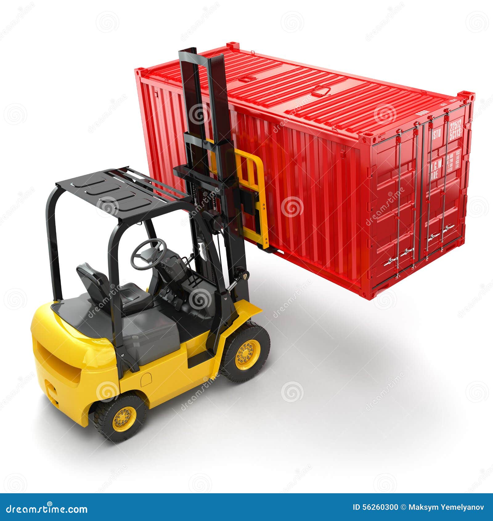 Forklift Handling the Cargo Shipping Container Box. Stock Illustration ...