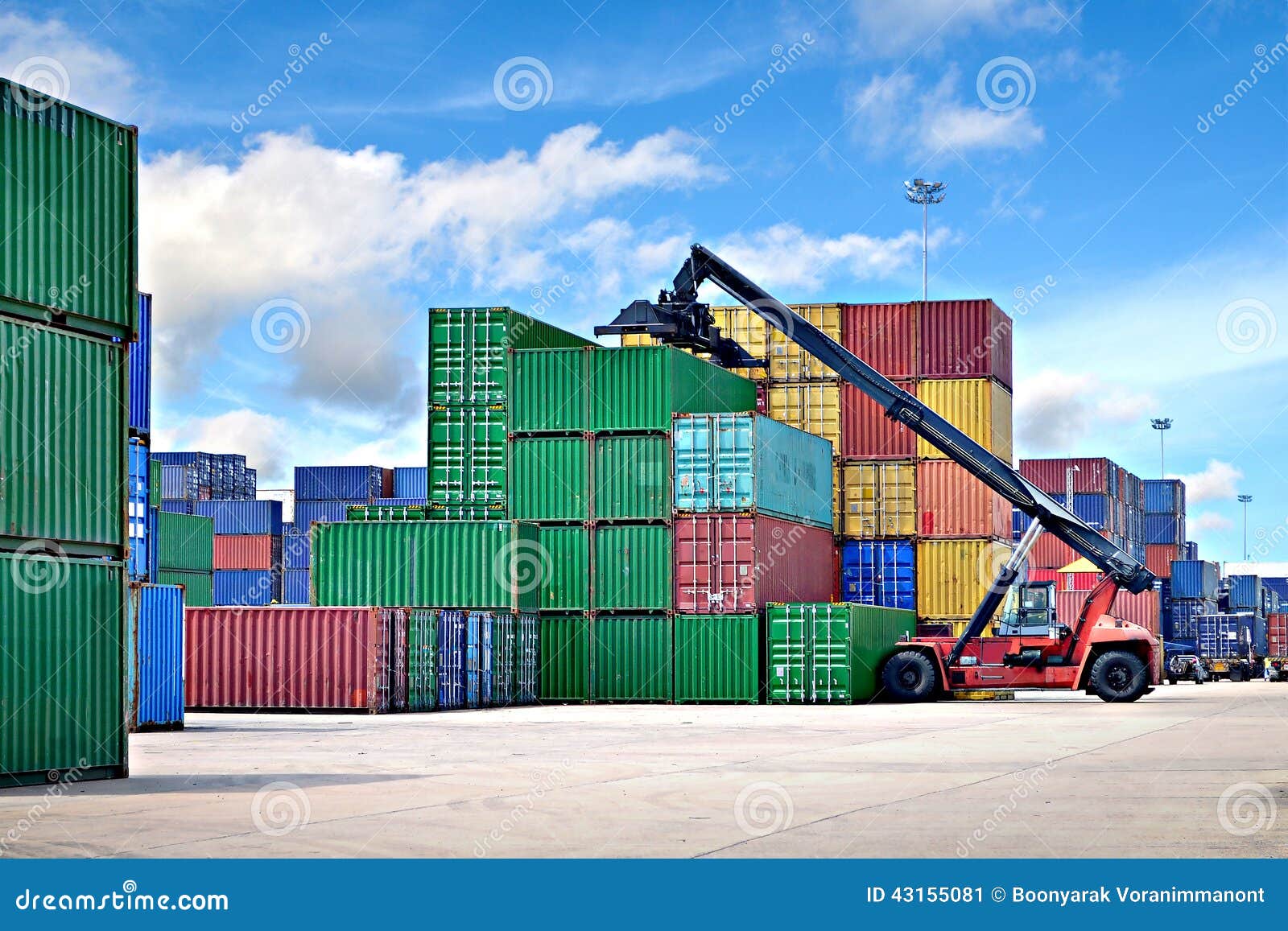 Forklift Handling the Container Stock Image - Image of industry ...