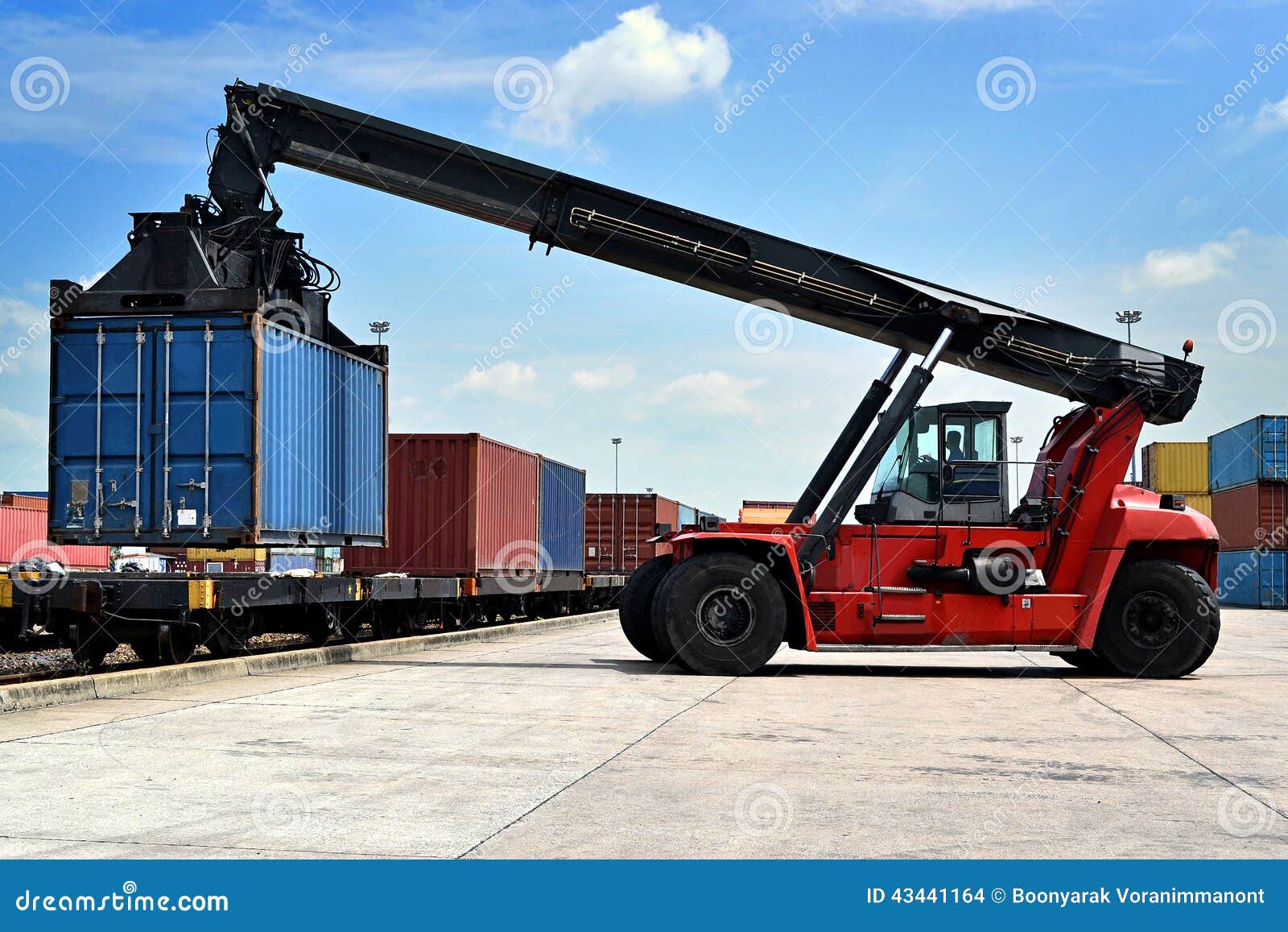 Forklift Handling the Container Stock Photo - Image of delivery ...