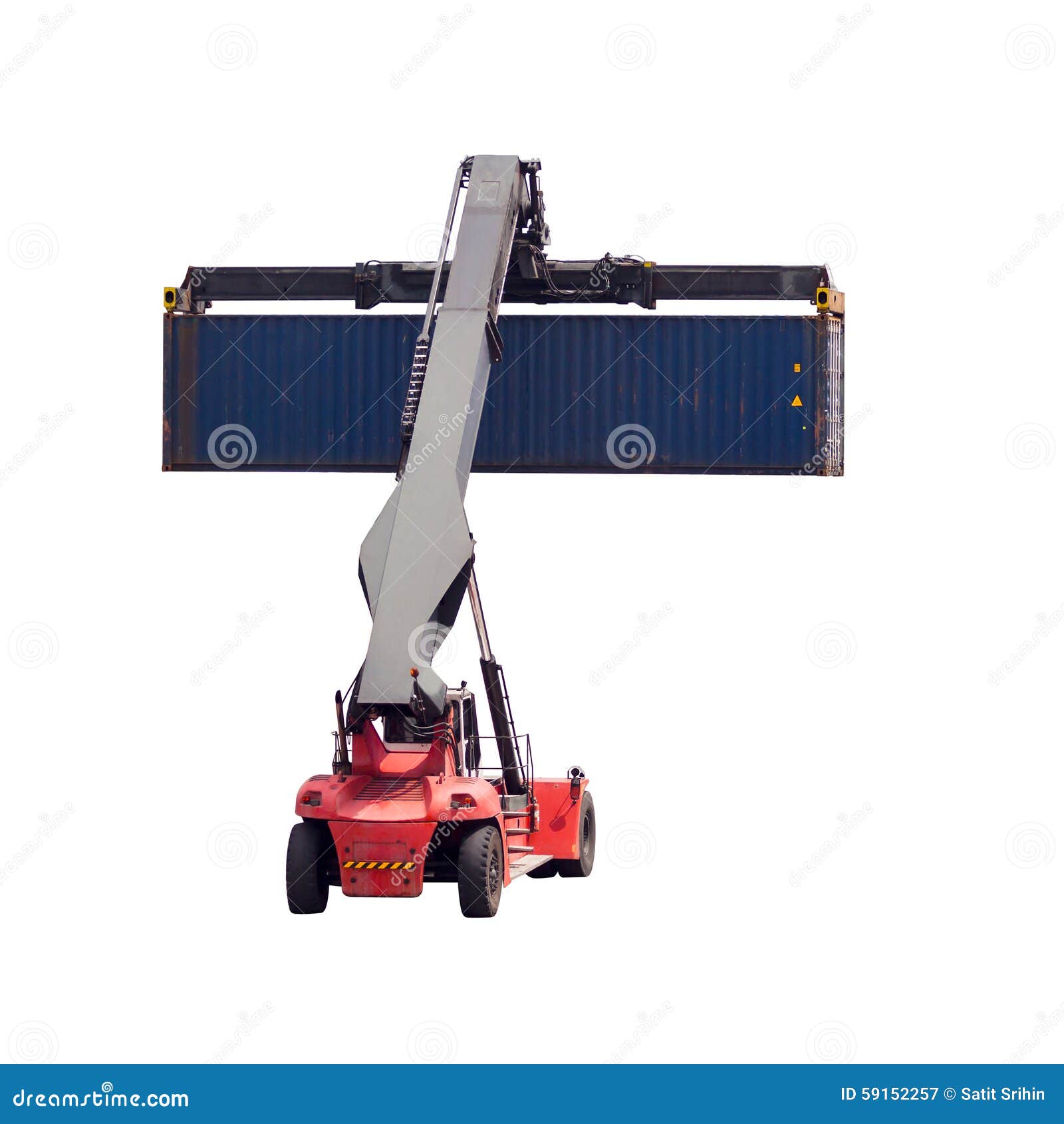 Forklift Handling the Container Box Isolated on White Stock Image ...