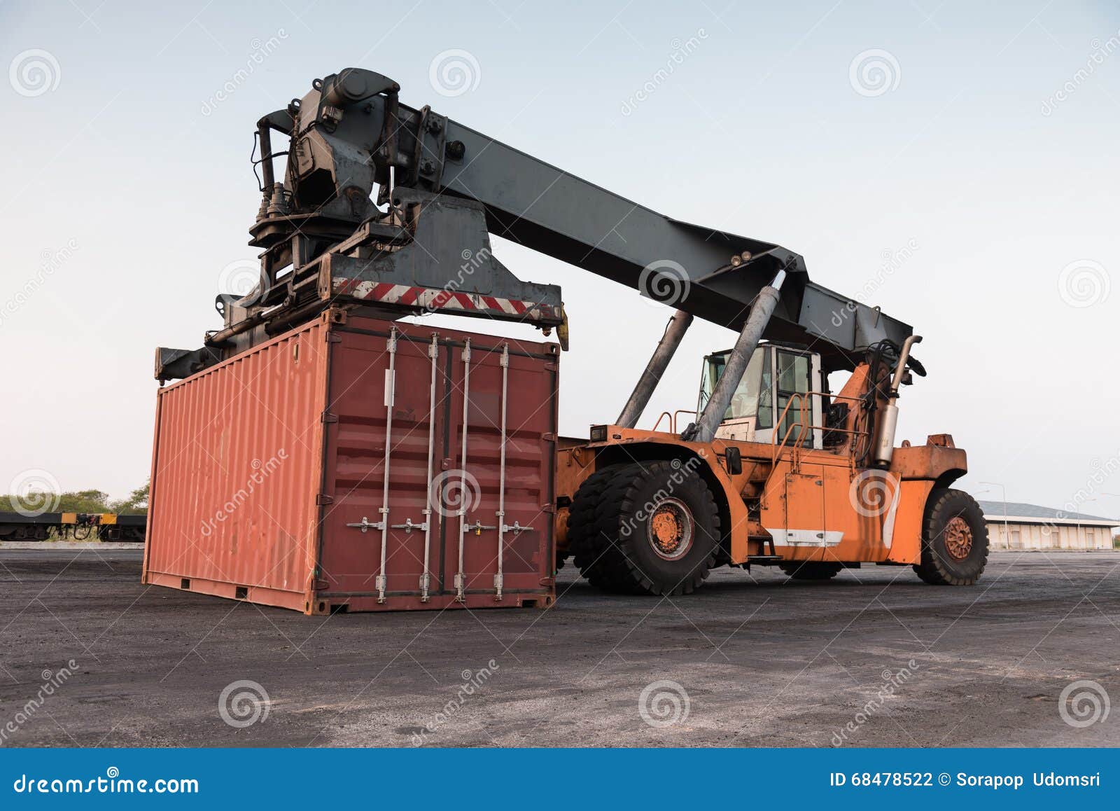 Forklift Handling Container Box Loading Stock Photo - Image of logistic ...