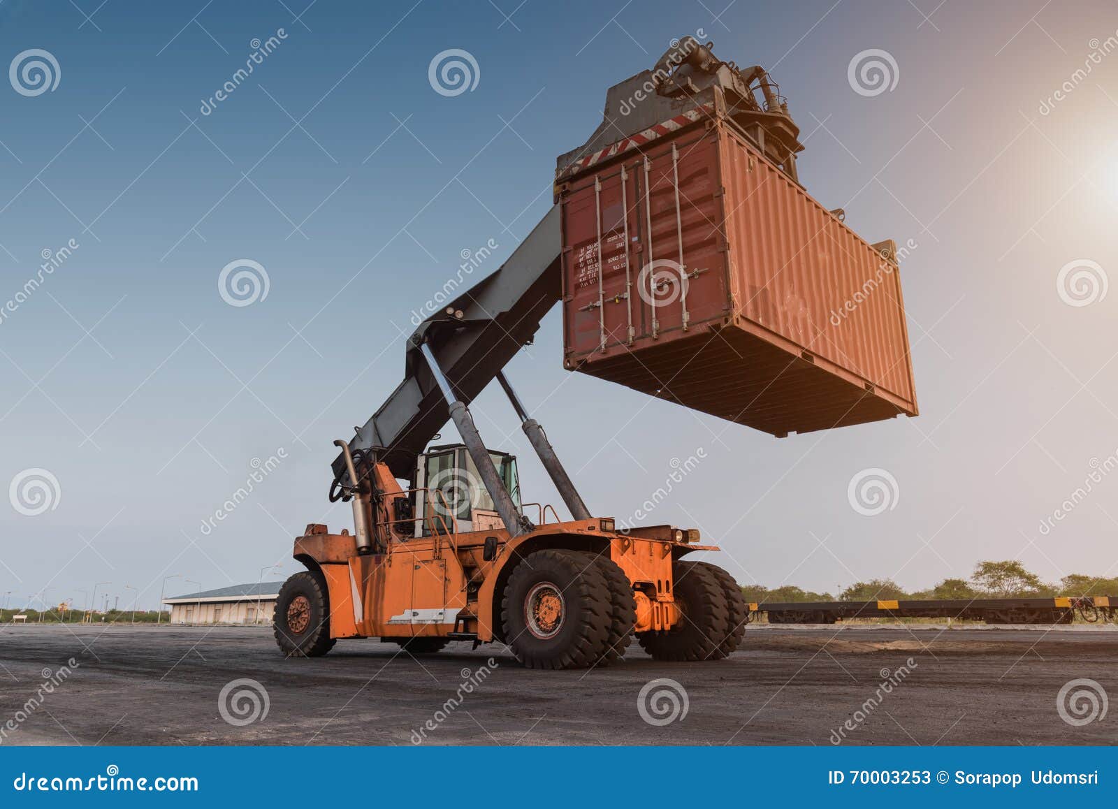 Forklift Handling Container Box Loading Stock Image - Image of ...