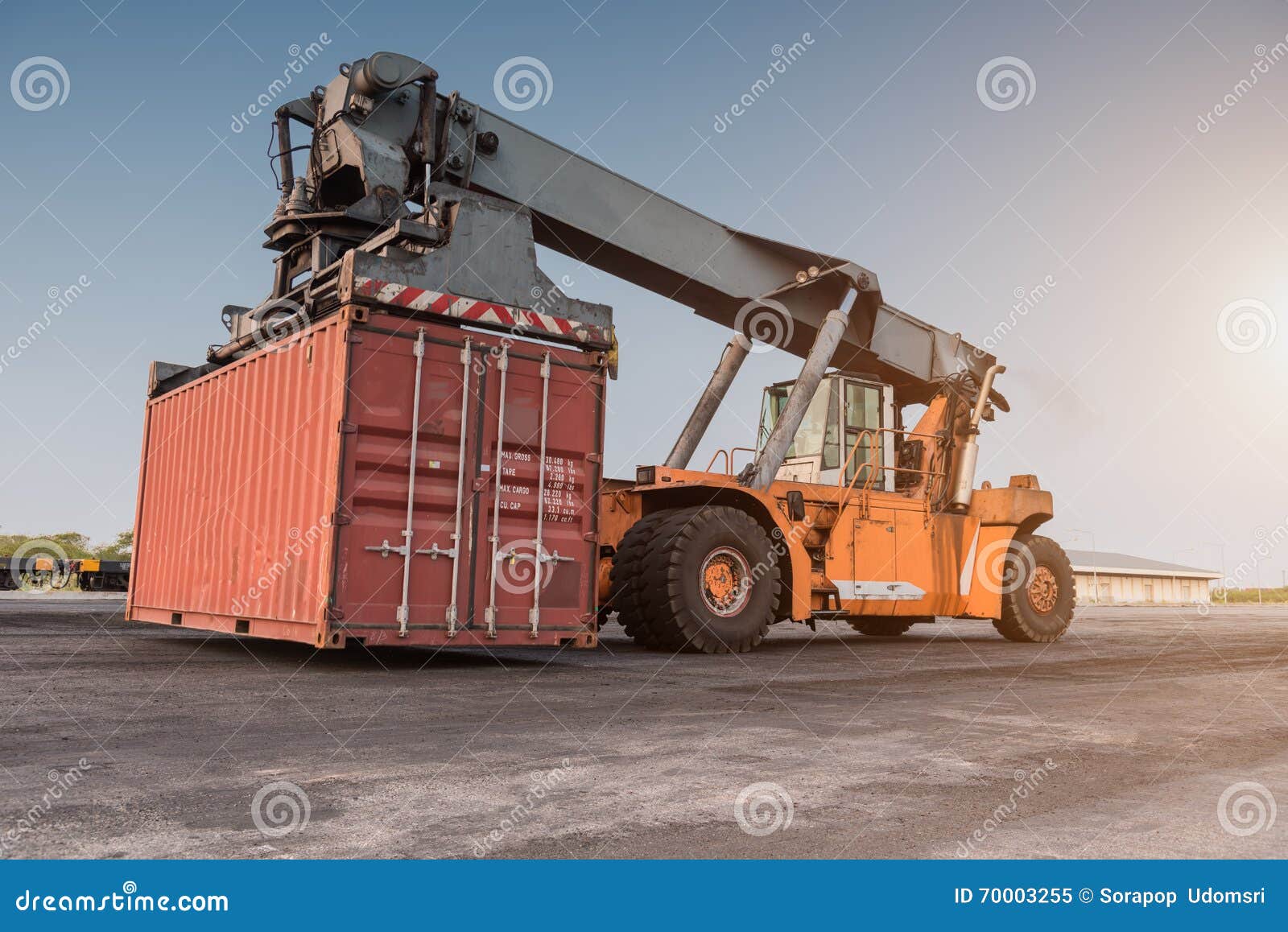 Forklift Handling Container Box Loading Stock Image - Image of ...