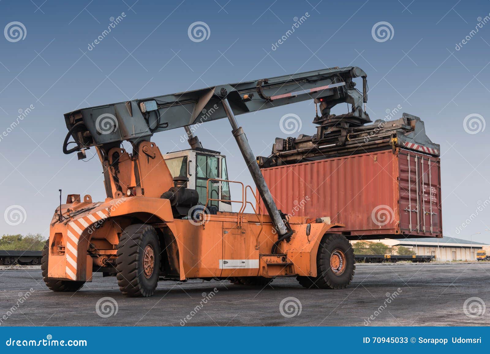 Forklift Handling Container Box Loading Stock Image - Image of ...
