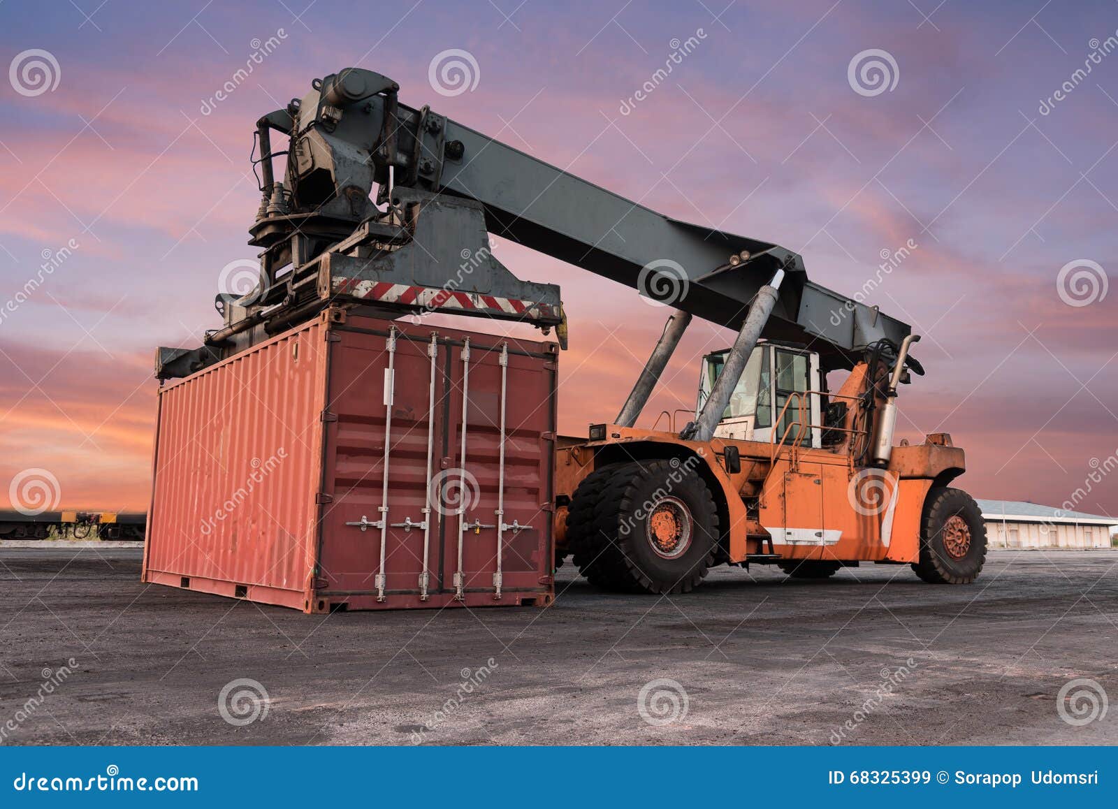 Forklift Handling Container Box Loading Stock Image - Image of ...