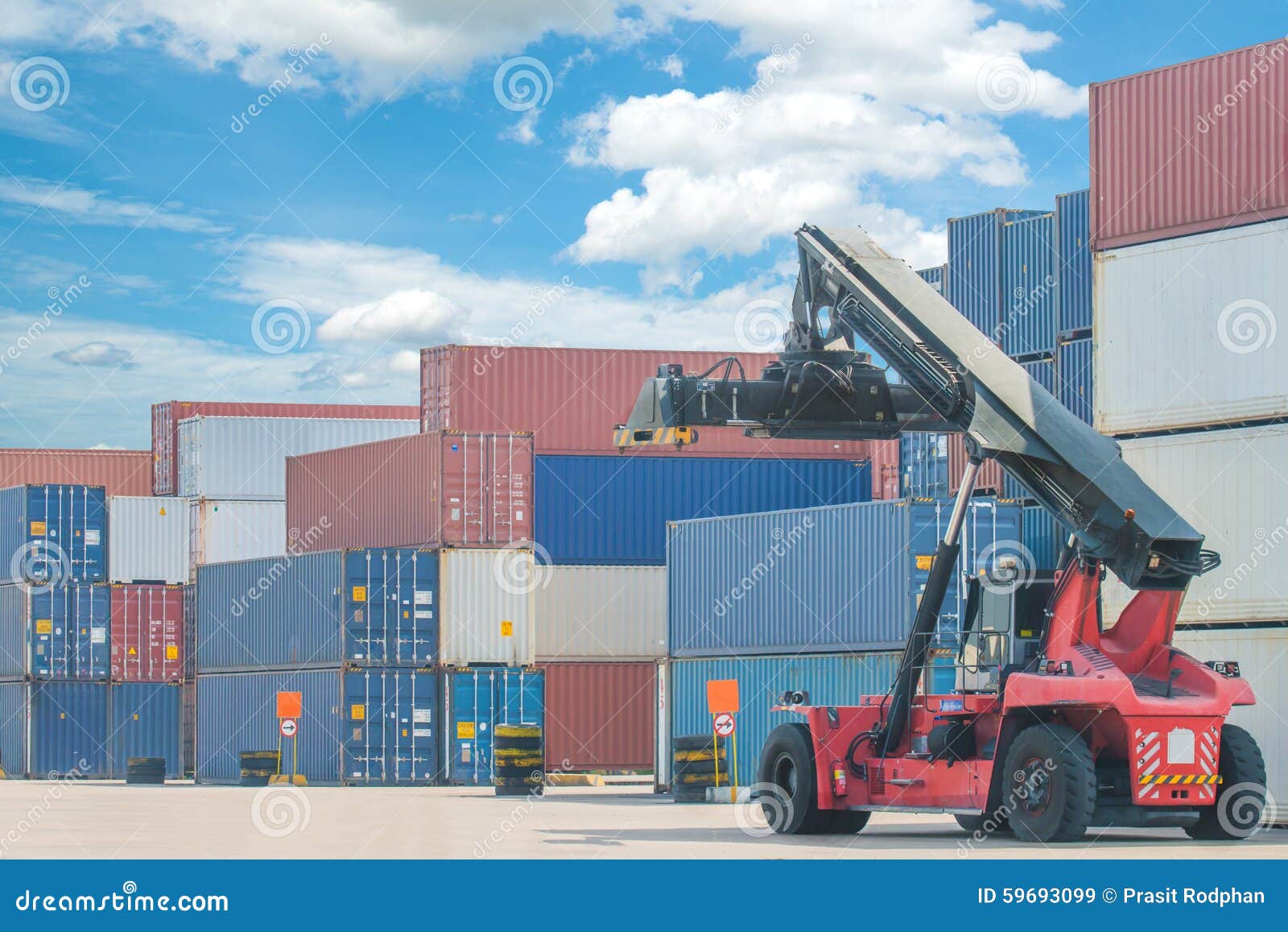 Forklift Handling Container Box Loading To Truck in Import Expor Stock ...