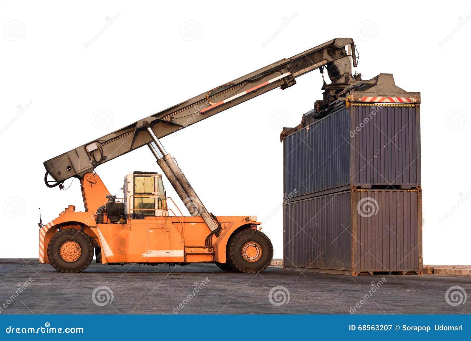Forklift Handling Container Box Loading Stock Image - Image of export ...
