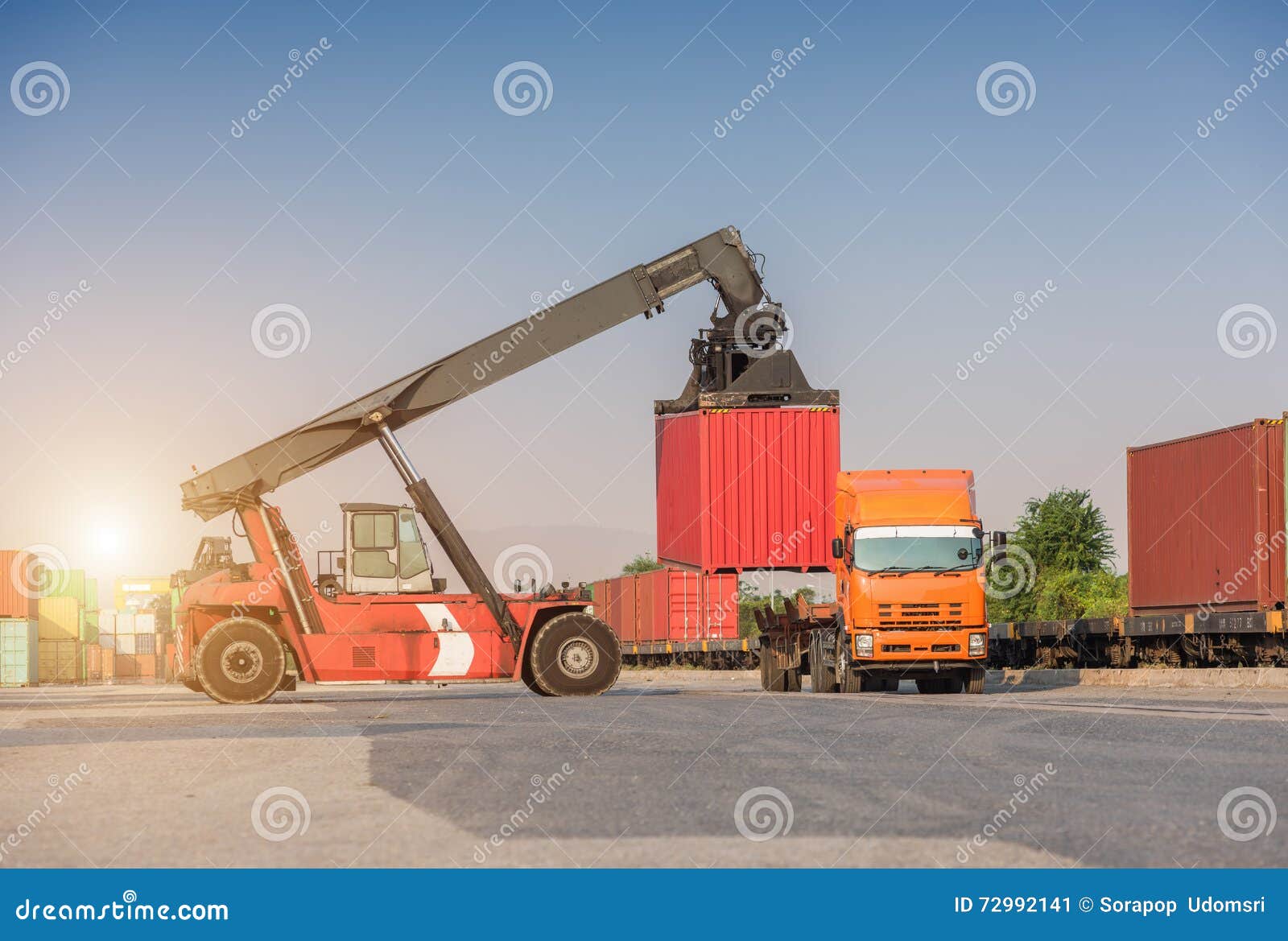 Forklift Handling Container Loading Box Stock Image - Image of ...