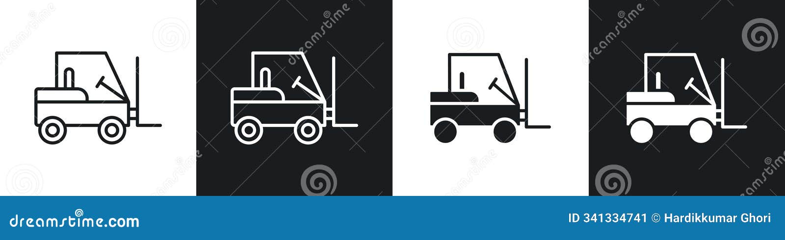 Forklift Icon Fork Lift Delivery Loading Loader Truck Hoist Black White ...