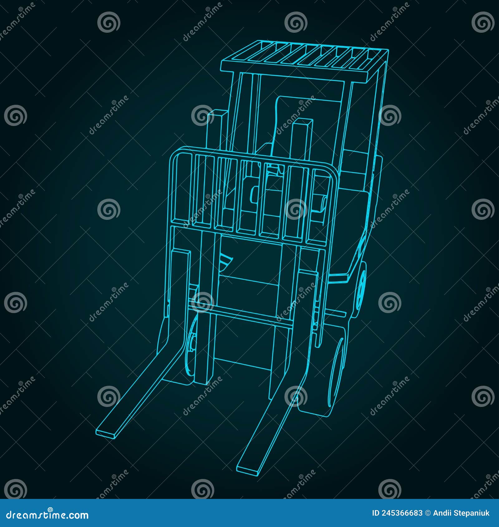 Forklift illustration stock vector. Illustration of blueprint - 245366683