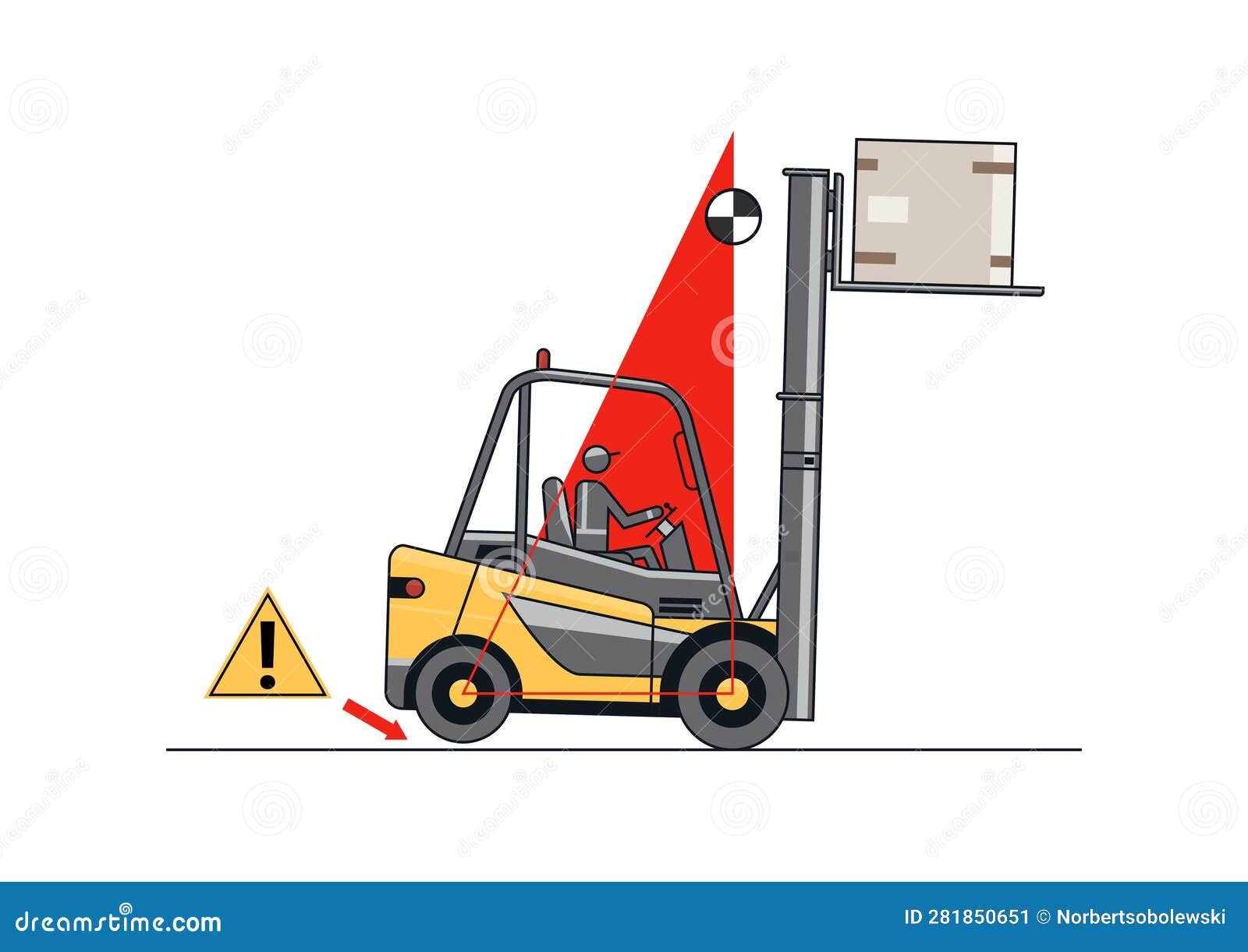Forklift Instability with a Raised Load. Stock Vector - Illustration of ...