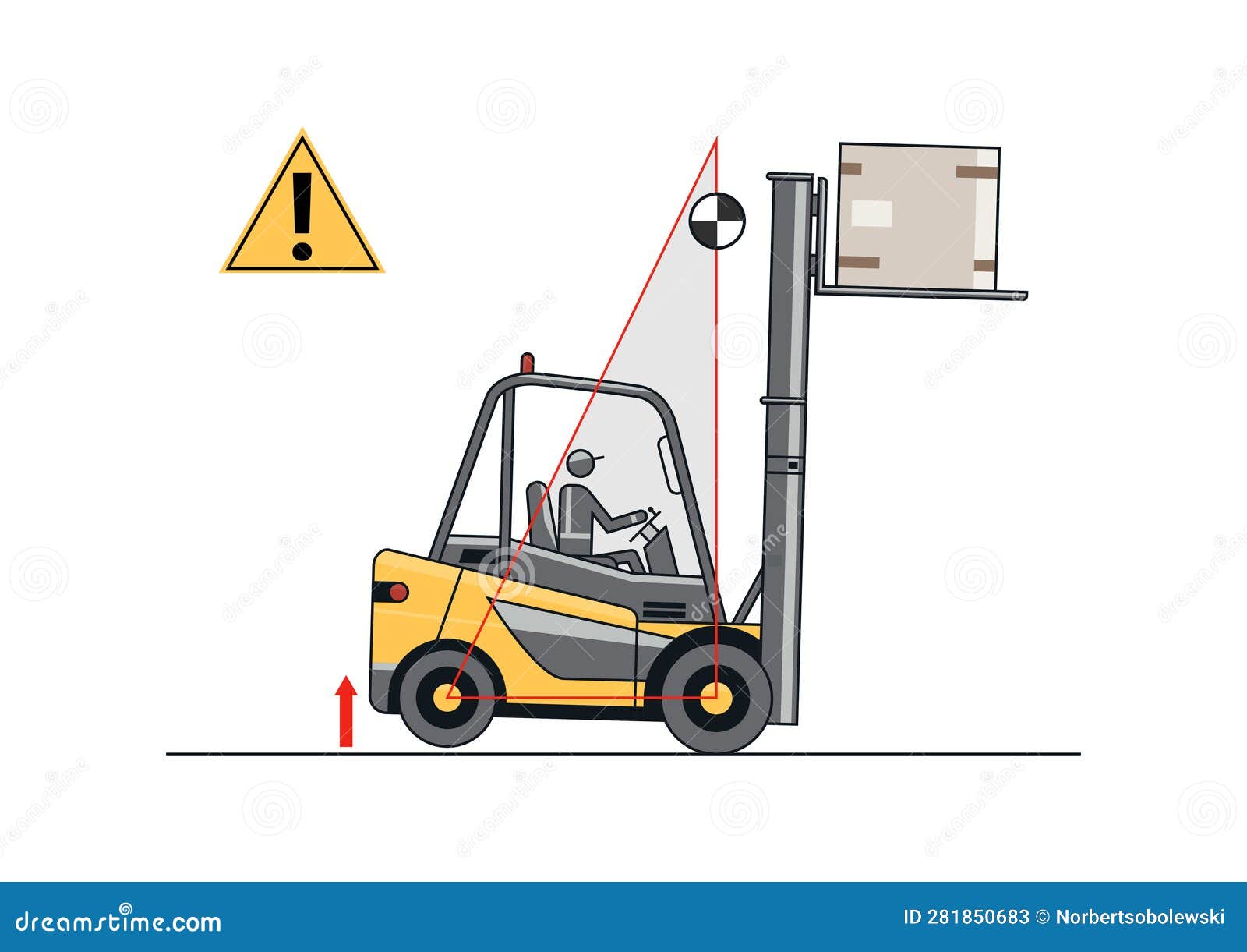 Forklift Instability with a Raised Load. Stock Vector - Illustration of ... Forklift Instability with a Raised Load. Stock Vector - Illustration of ...