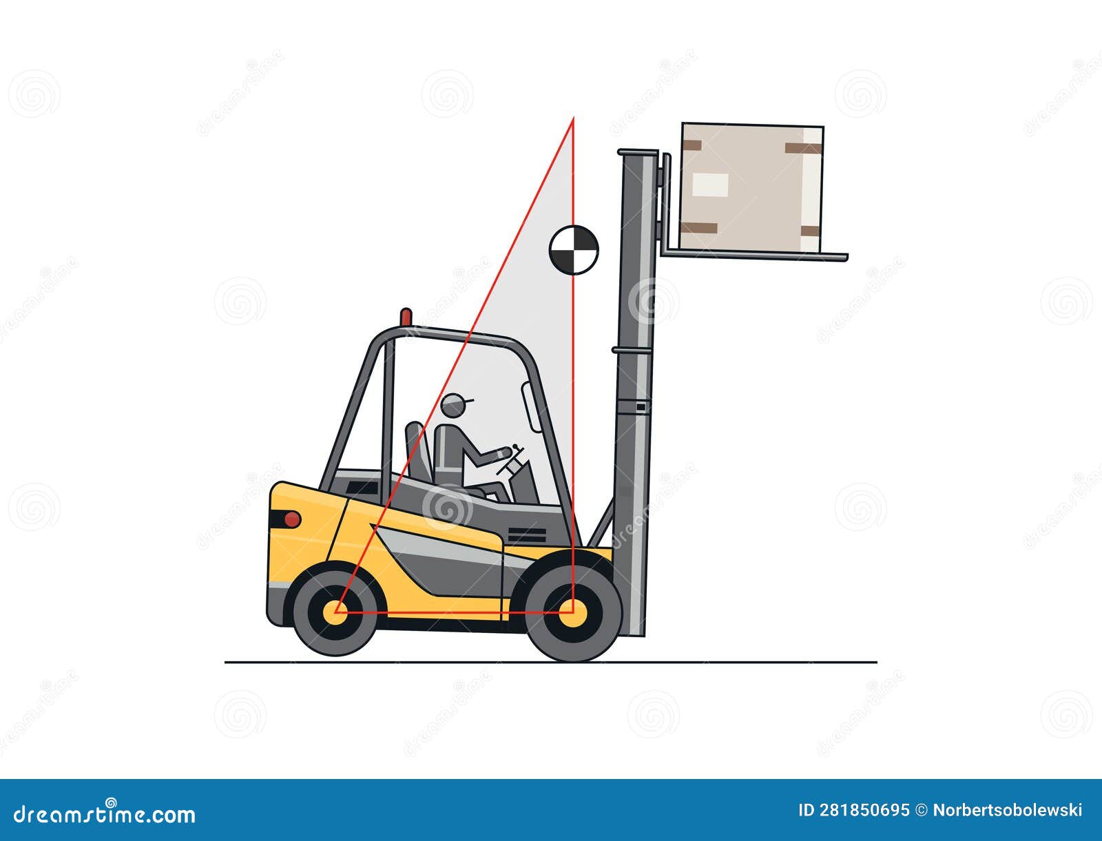 Forklift Instability with a Raised Load. Stock Vector - Illustration of ...