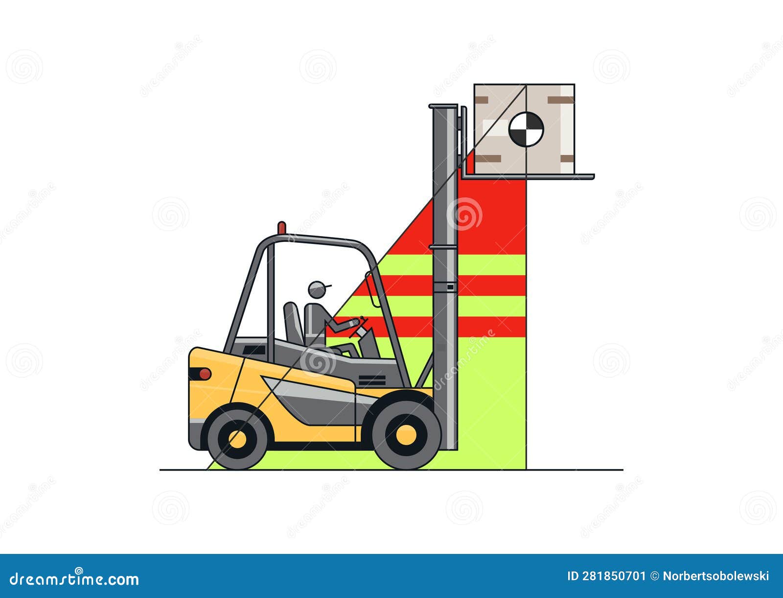 Forklift Instability With A Raised Load. Cartoon Vector | CartoonDealer ...
