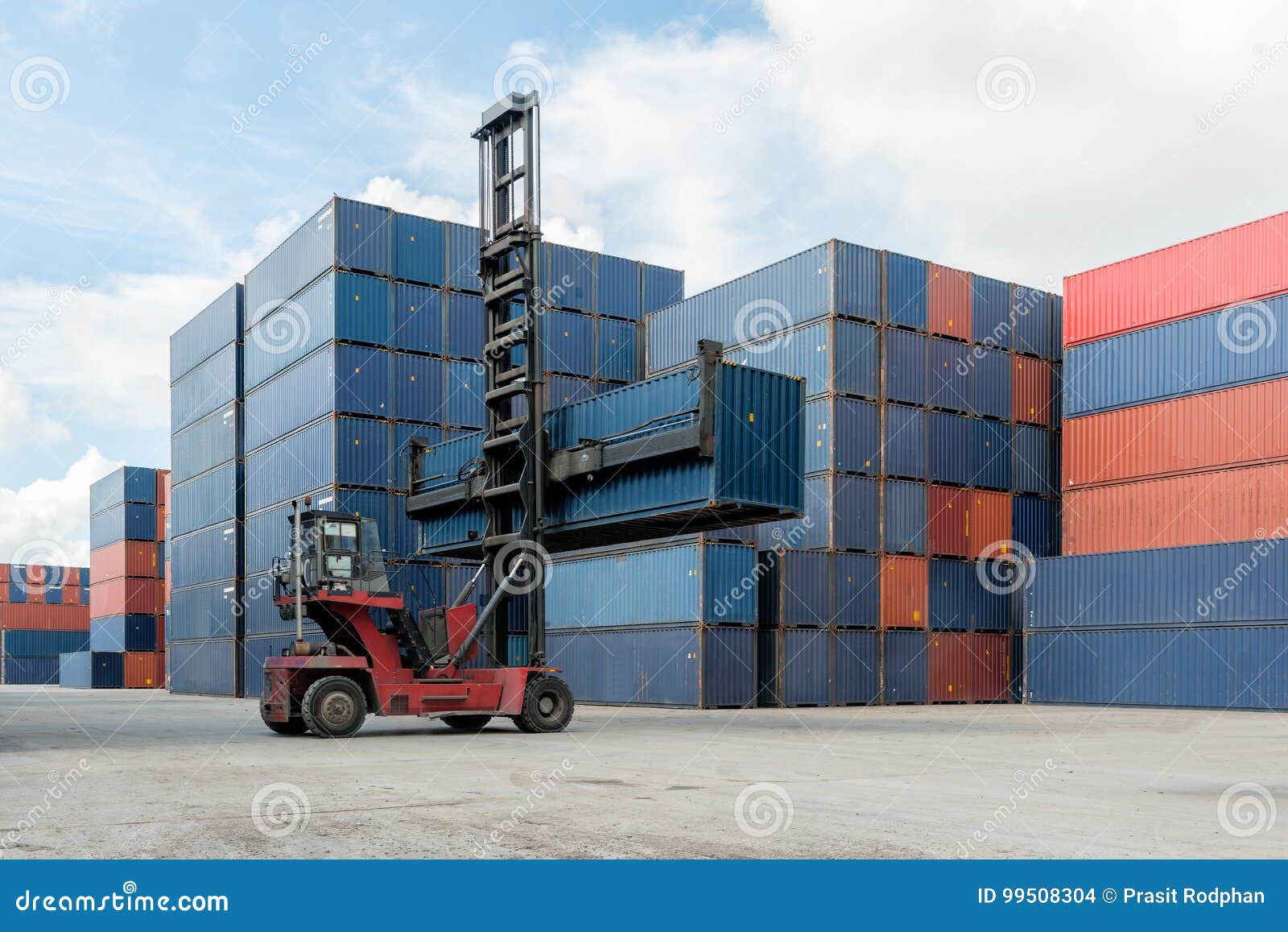 Forklift Lifting Container Box Loading To Container Depot Use for Cargo ...