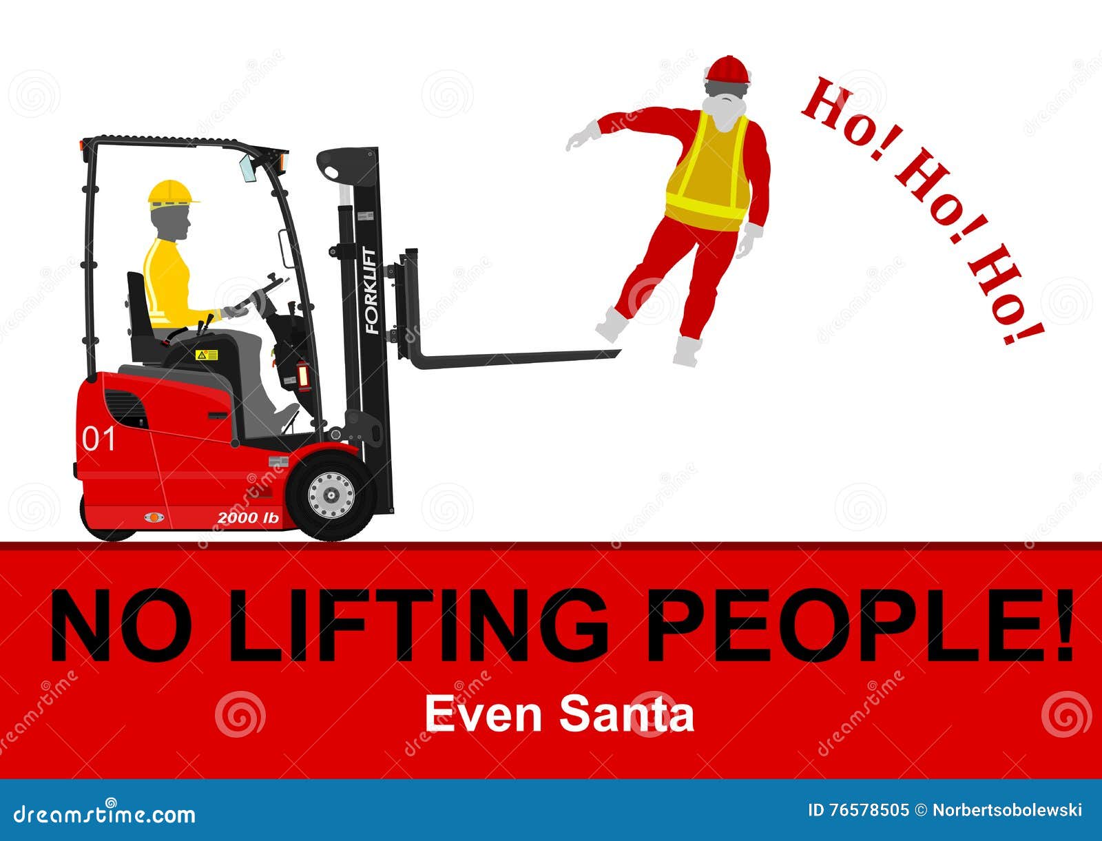 Forklift lifting people stock vector. Illustration of concept - 76578505