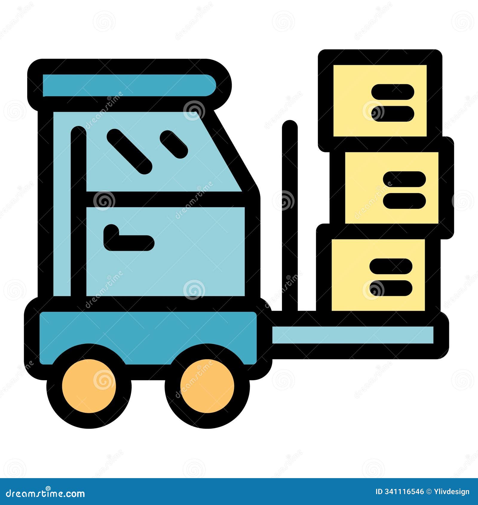 Forklift Lifting Stacked Boxes Storage Warehouse Icon Stock ...