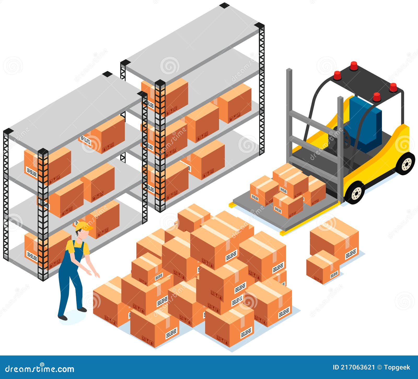 Forklift Lifts Boxes on Special Device. Machine for Loading in ...