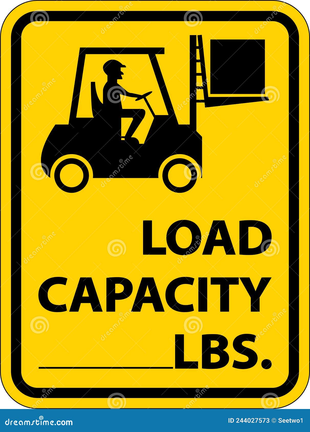 Forklift Load Capacity Label Sign on White Background Stock Vector ...