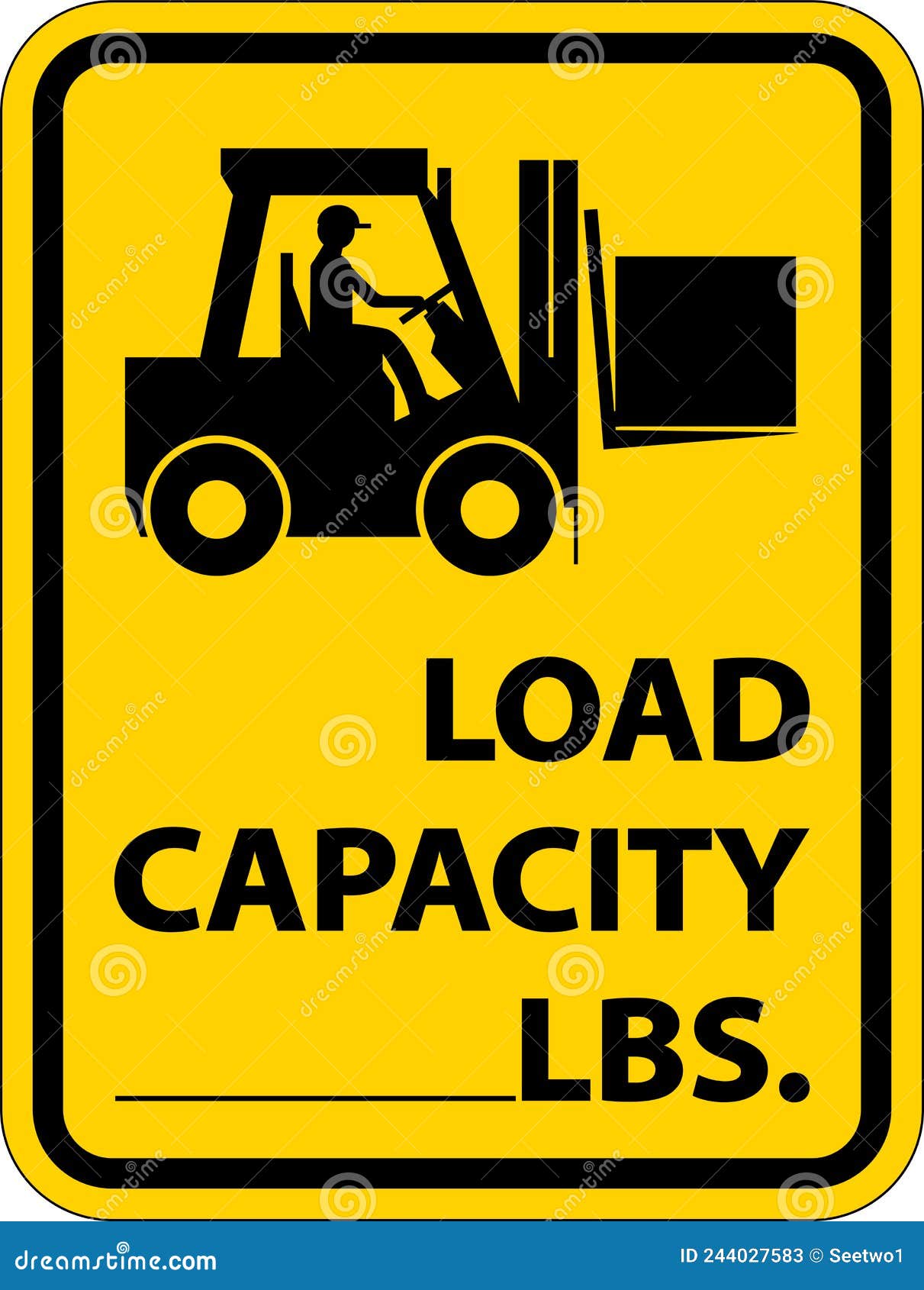 Forklift Load Capacity Label Sign on White Background Stock Vector ...