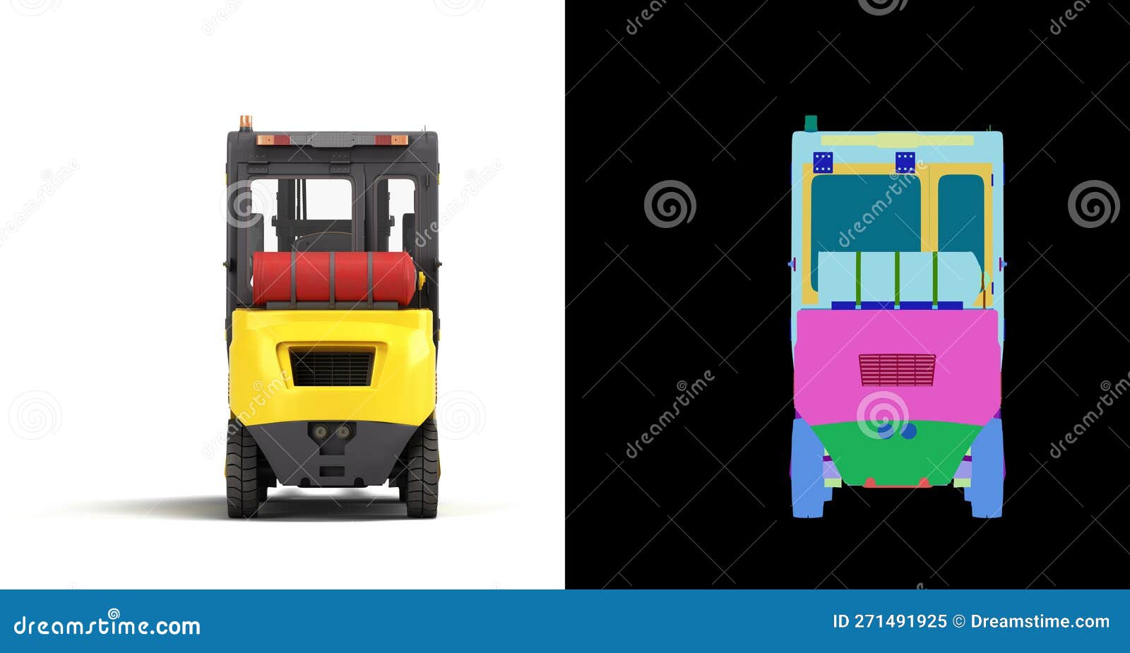 Forklift Loader Back Side View Industrial Vehicle Concept 3d Render on ...